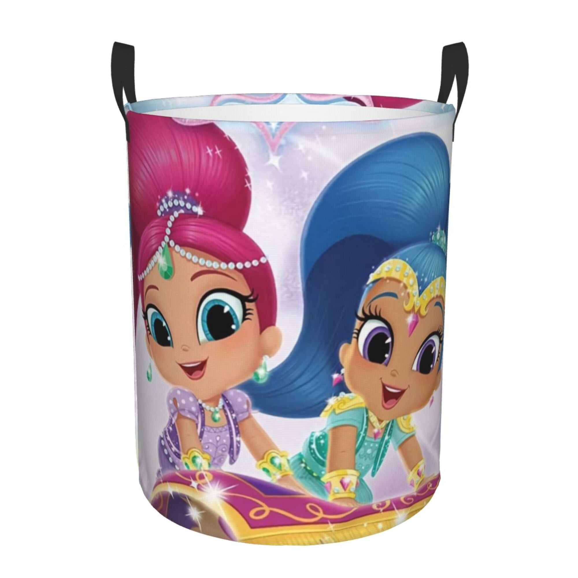 Shimmer and Shine Laundry Hamper Basket, Waterproof Collapsible Circular Clothes Storage Basket ...