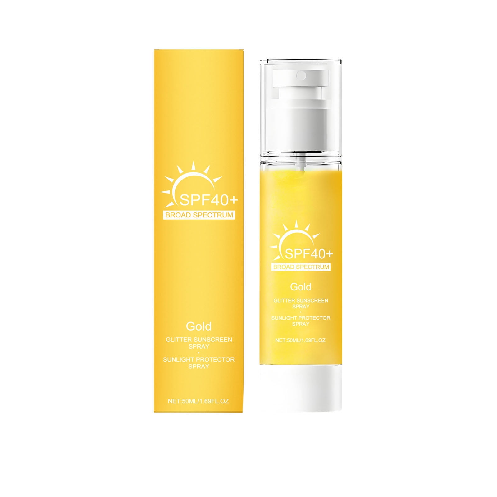 Shimmer Sunscreen,SPF40+ Broad Spectrum Gold Glitter Sunscreen Spray ...