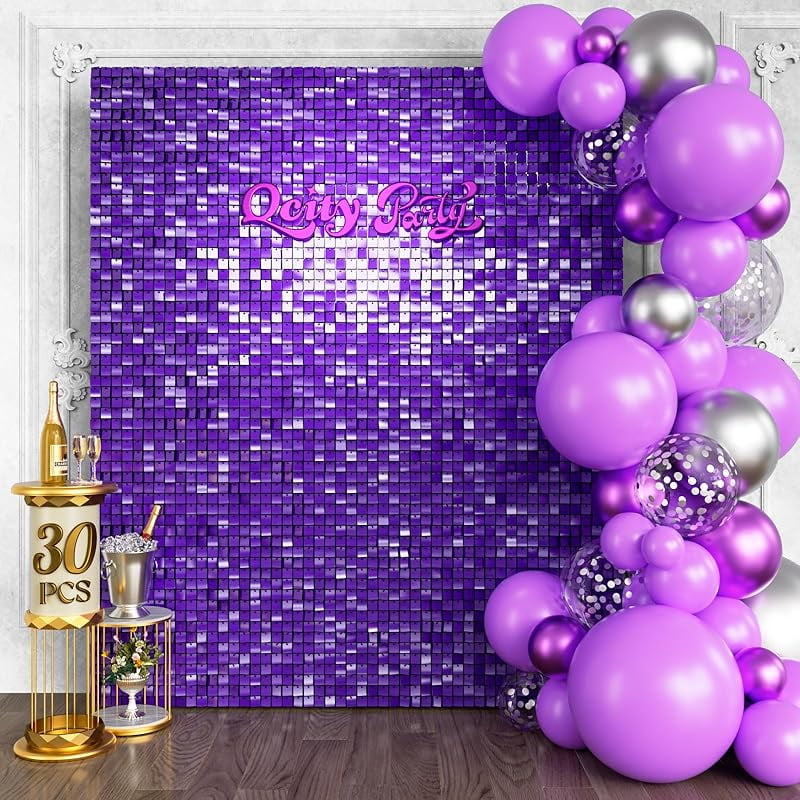 Shimmer Wall Backdrop 30/48PCS, Black Back Not See-Through Design ...