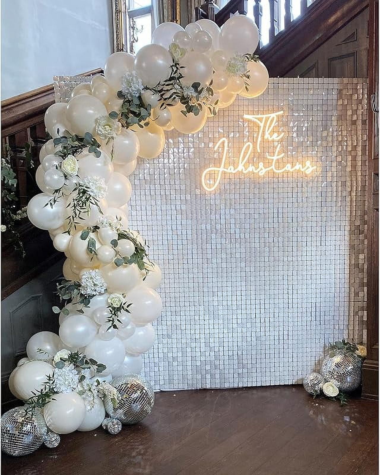 Shimmer Wall Backdrop 36 Panels Silver Sequin Backdrop Panels 6FTx6FT ...