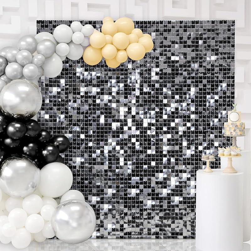 Shimmer Wall Backdrop 36 Panels Silver Sequin Backdrop Panels 6FTx6FT ...