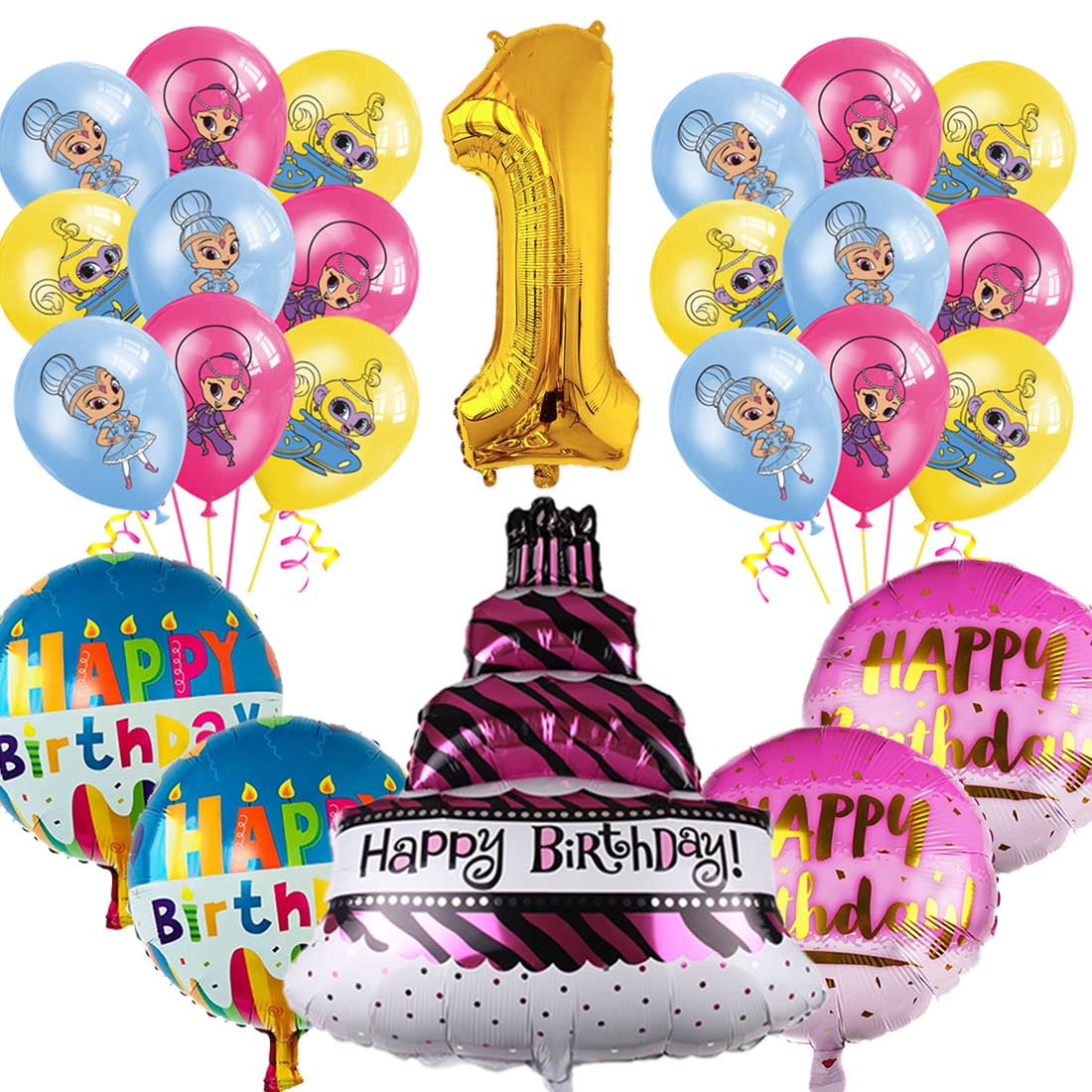 Shimmer and Shine Balloons Party Supplies 1st Big Number Decorations ...