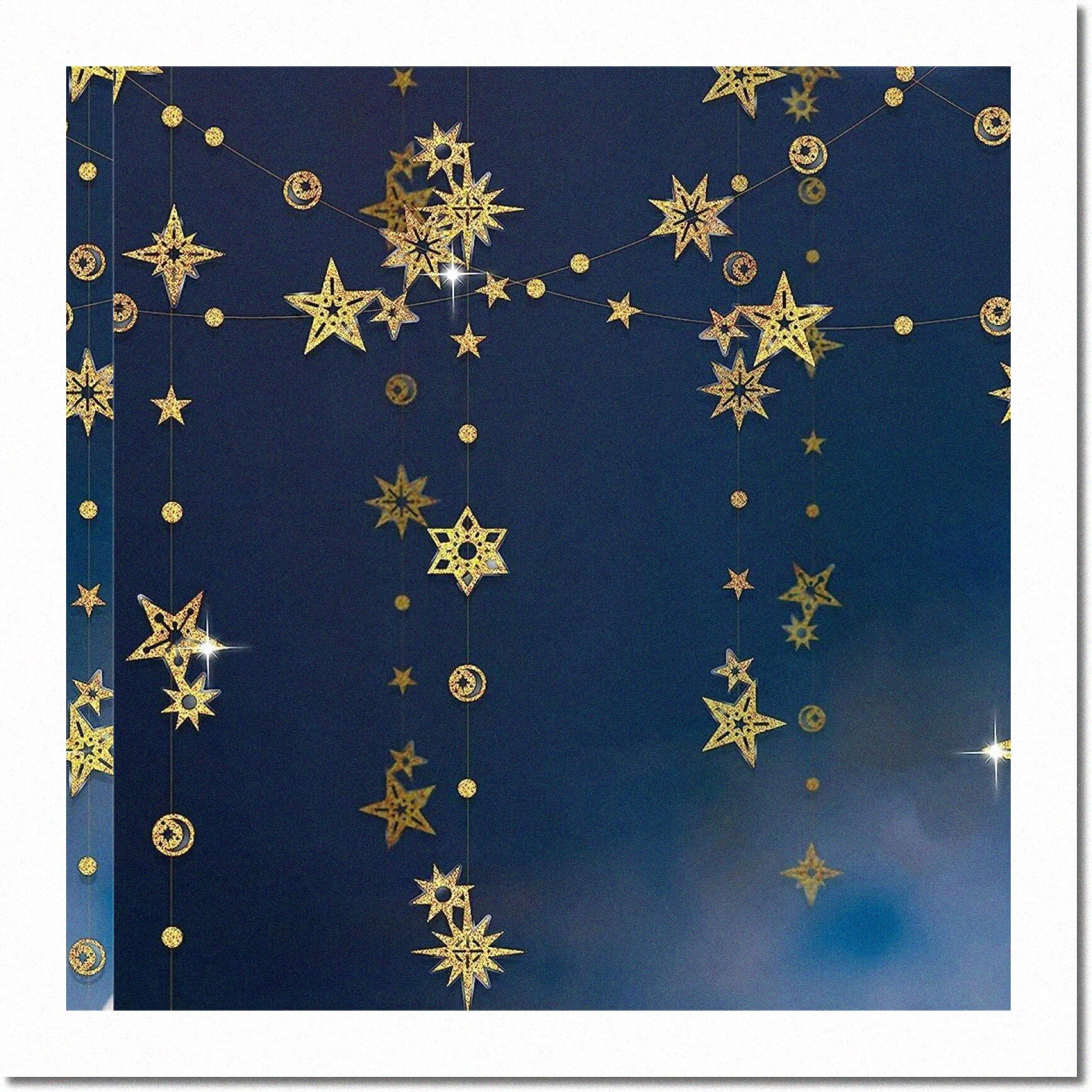 Shimmering Celestial Delight - Glitter Gold Star Garland: A dazzling ...
