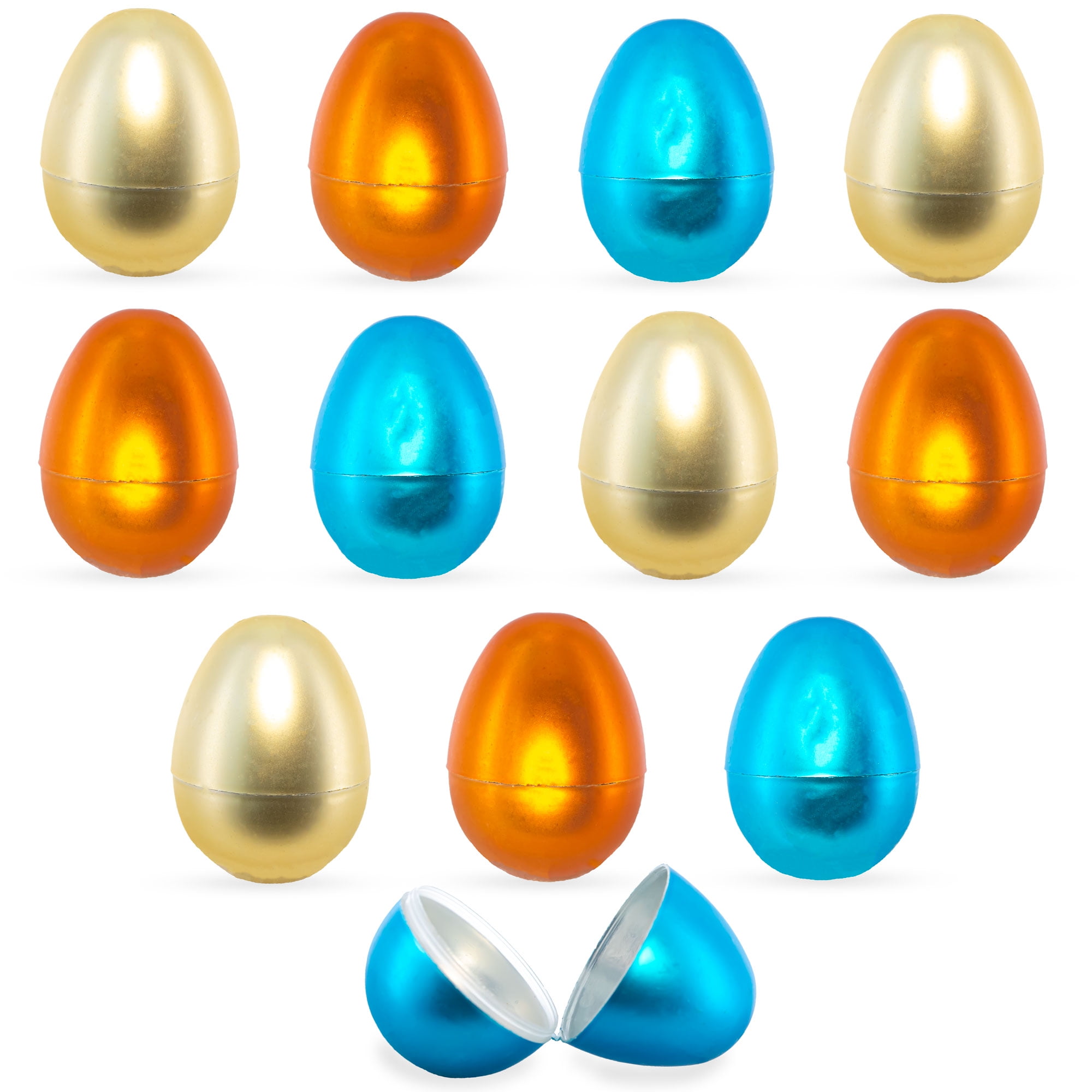 Set of 12 Multicolored Matte Metallic Plastic Easter Eggs 2.25 Inches ...
