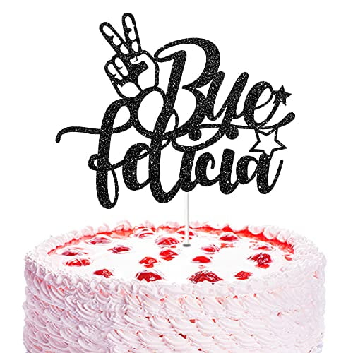 Shimmering Farewell Celebration: Black Glitter Bye Felicia Cake Topper ...