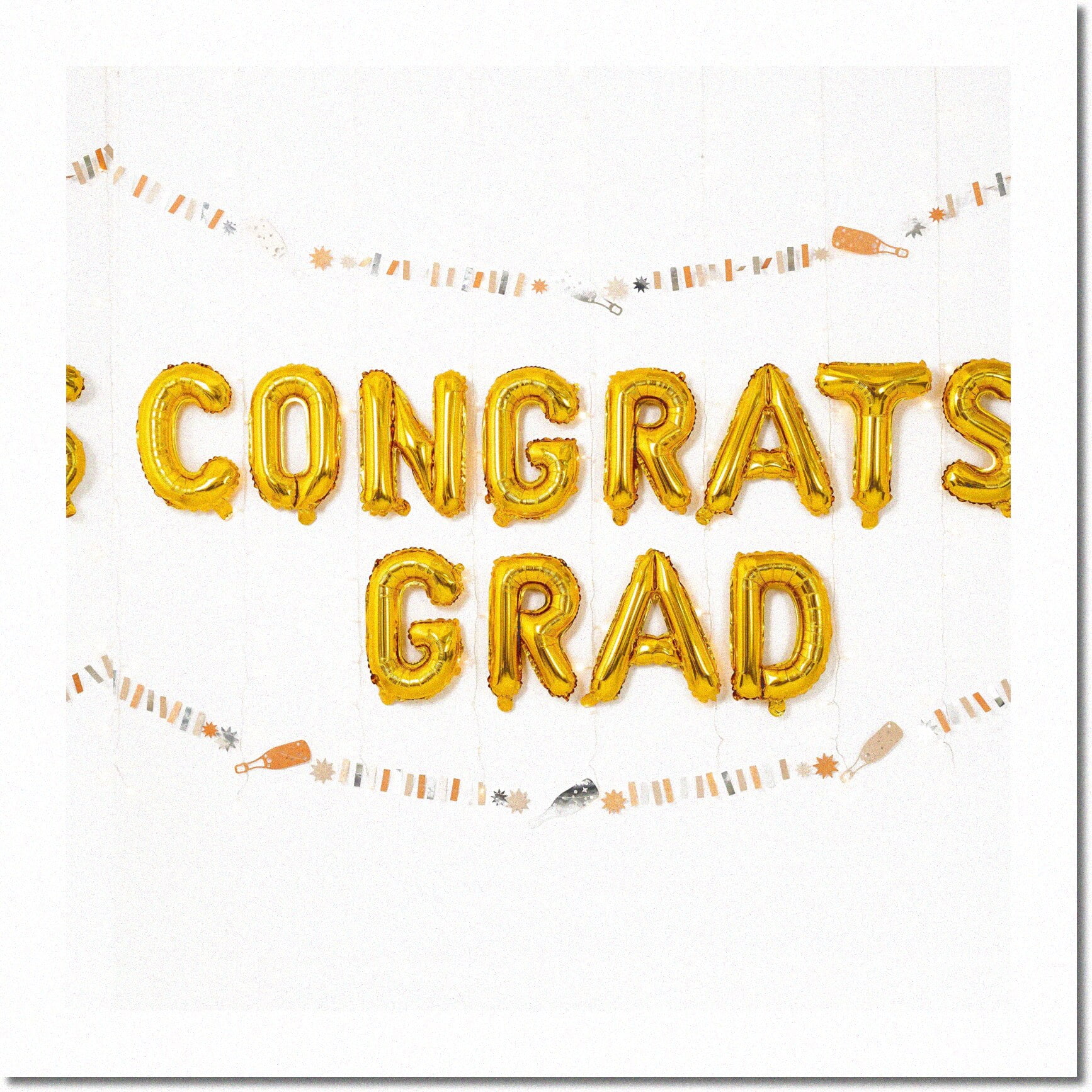 Shimmering Graduation Celebration Kit: Glittery Gold Congrats Balloons ...