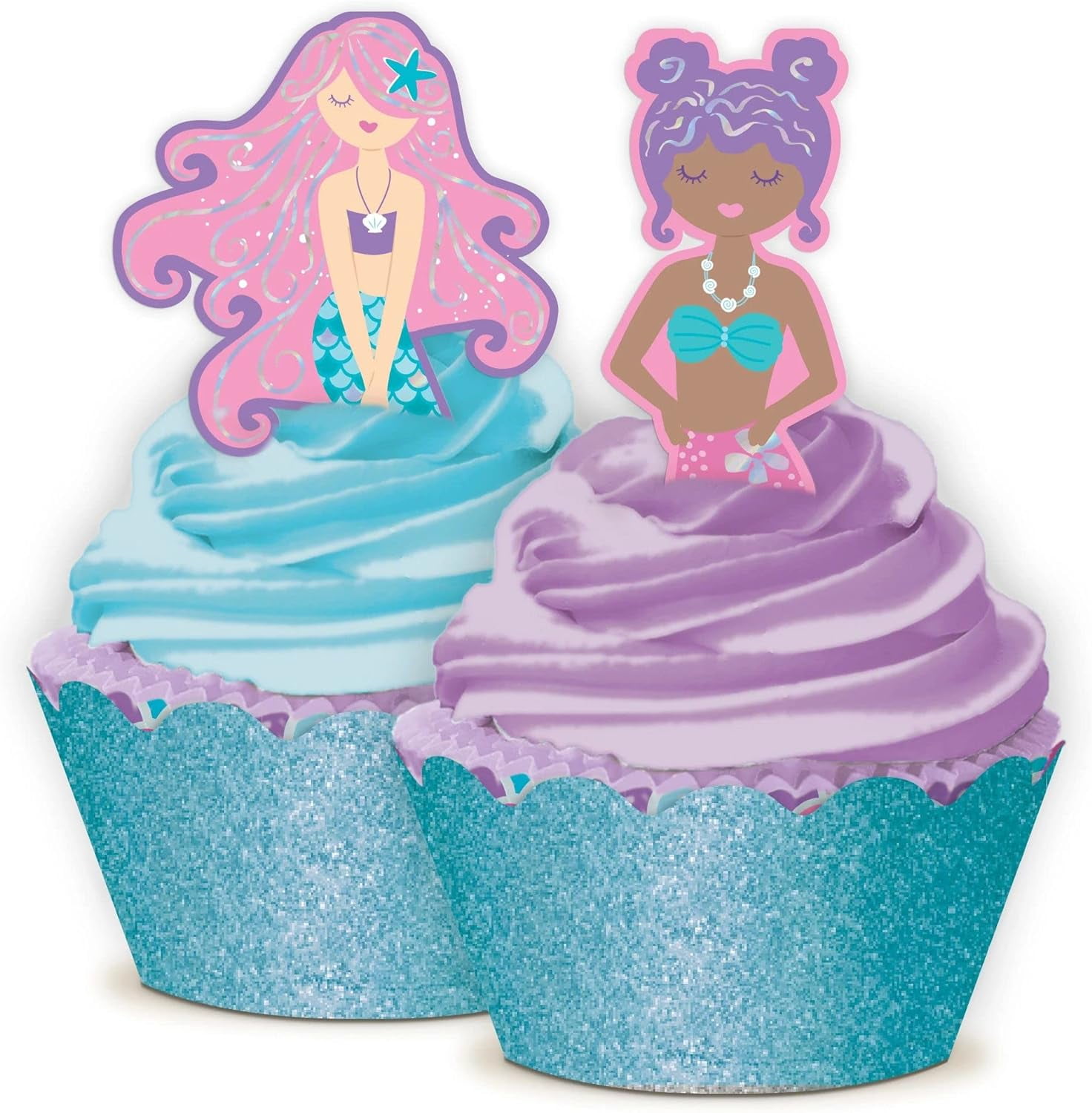Shimmering Mermaids Little Girl Kids Birthday Party Decoration Cupcake ...