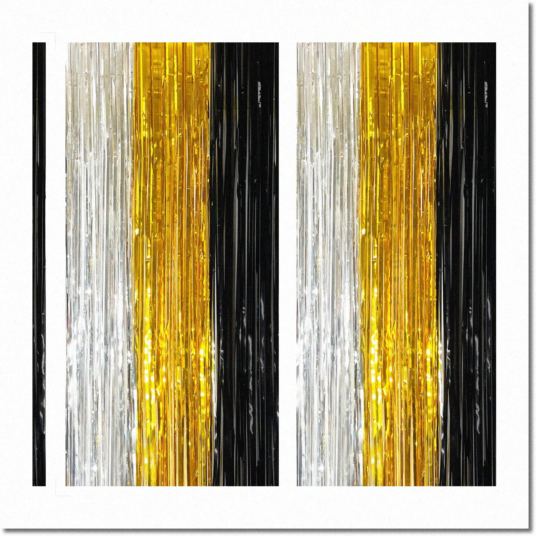 Shimmering Night Sky Party Set - 2 Pack 8x3.2ft Backdrop, Black Gold ...