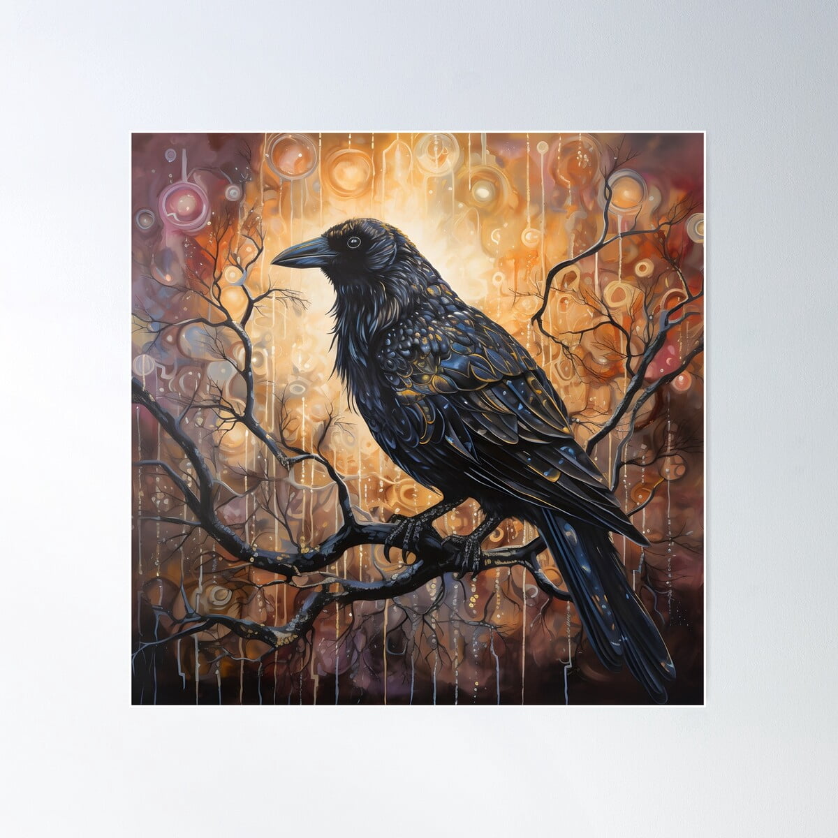 Shimmering Raven Poster Wall Art, Modern Wall Decor For Living Room ...