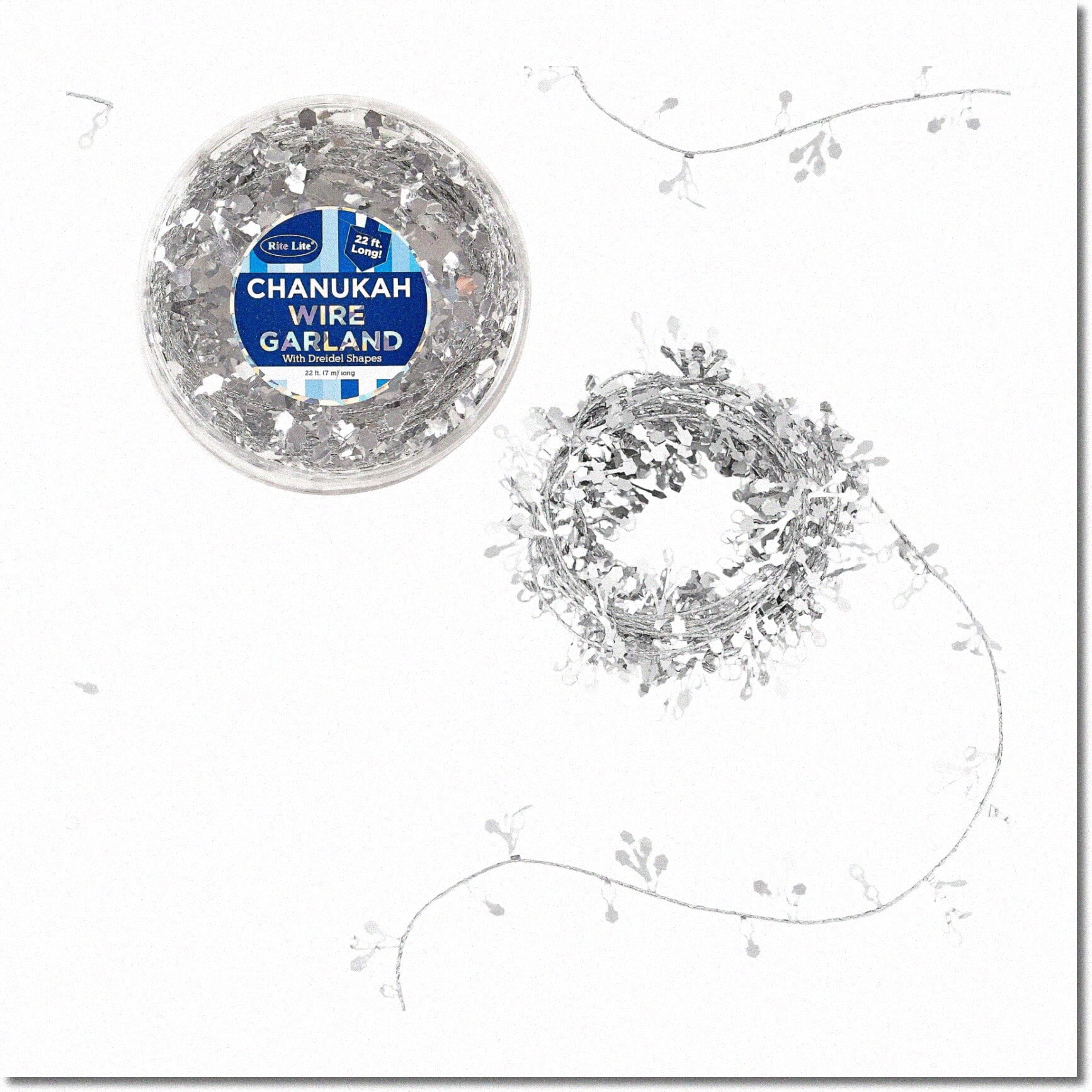 Shimmering Silver Dreidel Delight: 22ft Hanukkah Garland - Festive ...