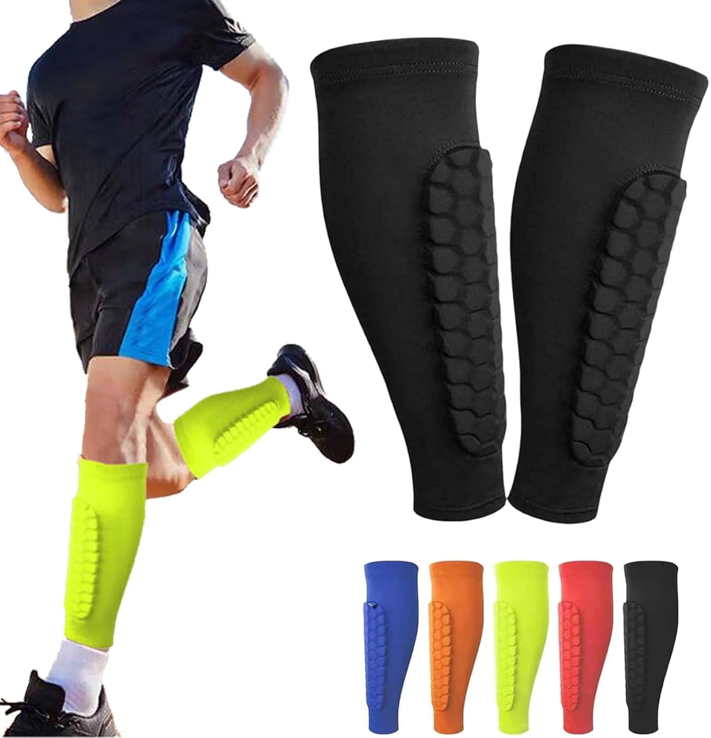 Shin Defender Shin Guards Kids, Calf Compression Sleeve with Honeycomb ...