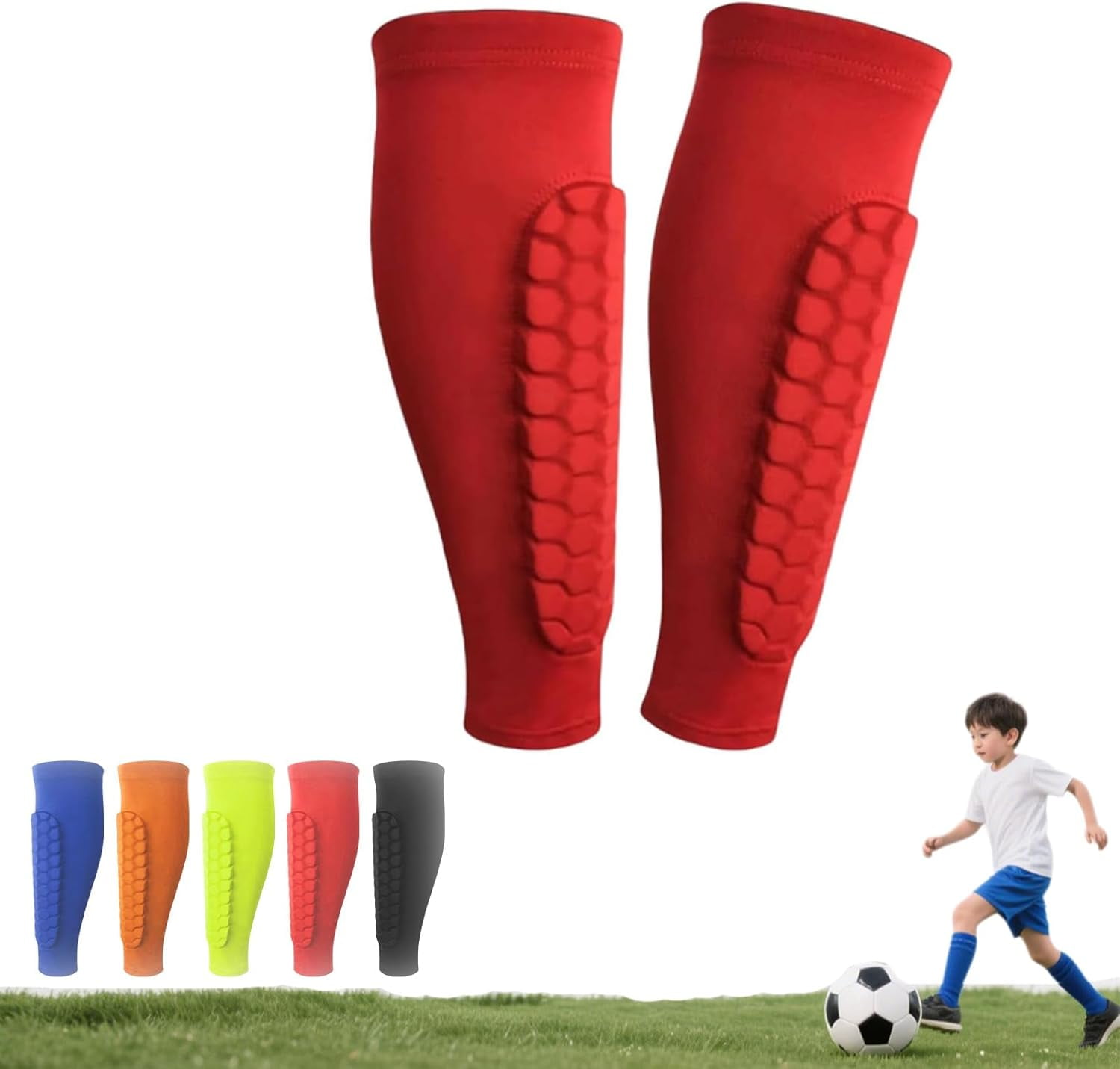 Shin Defender Shin Guards Kids, Soccer Shin Guards with Honeycomb Pads ...