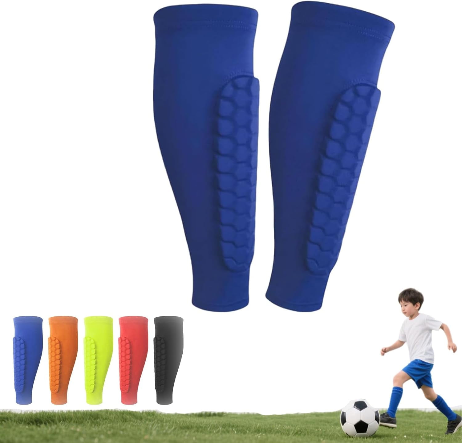 Shin Defender Shin Guards Kids, Youth Shin Guard Sleeves with Honeycomb ...