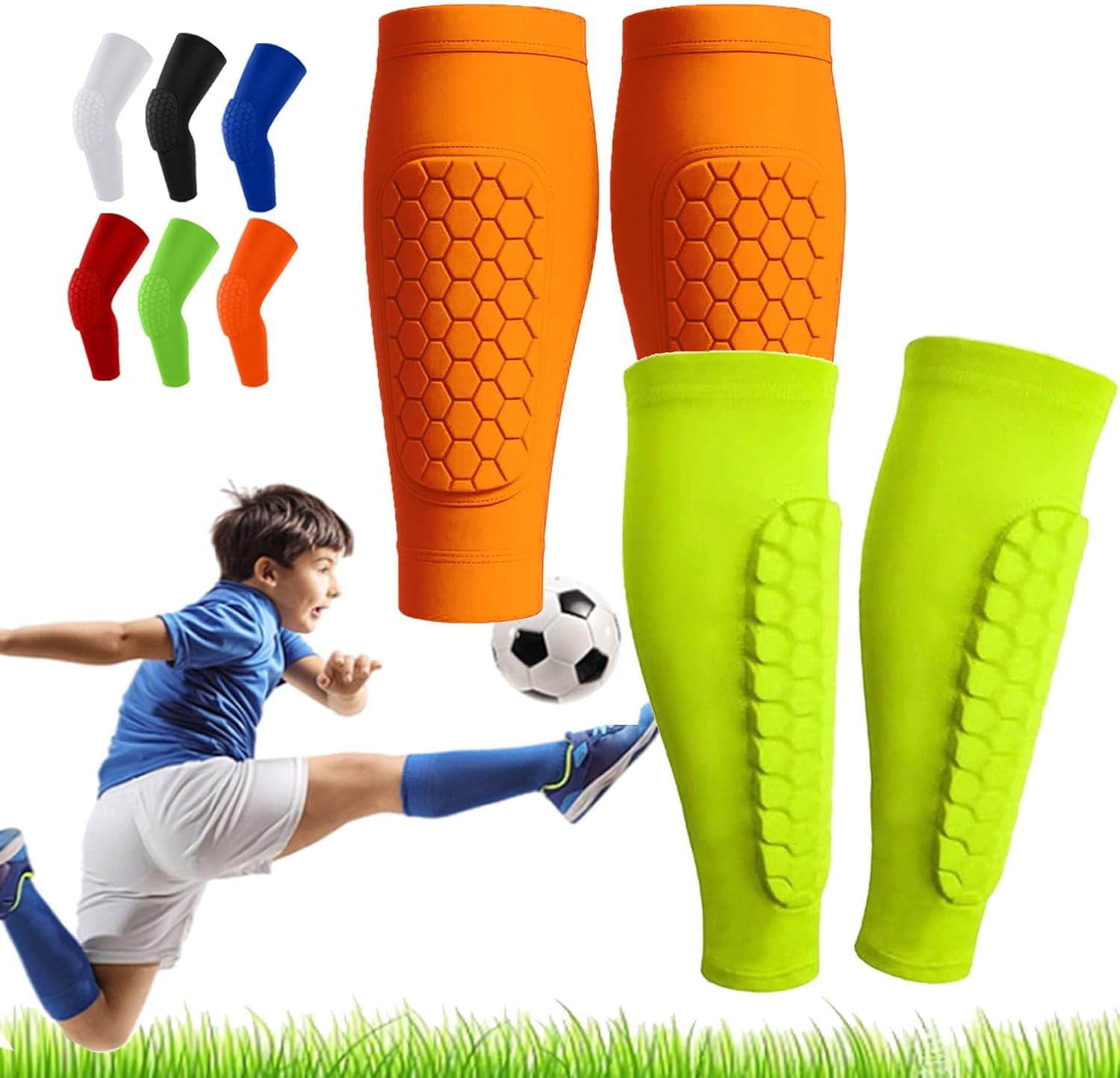 Shin Soccer Shin Guards Kids,Shin Guards with Honeycomb Padding, for ...