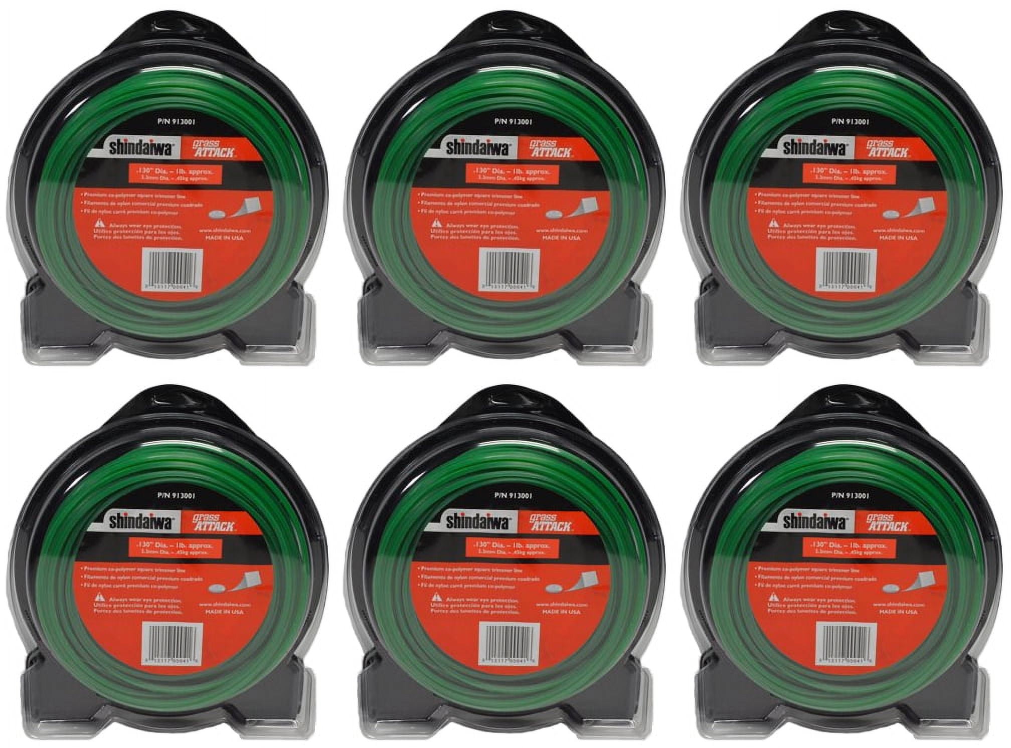 Shindaiwa Genuine 6-Pack of Grass Attack 1 Lb Donut .130" (dia.) Square ...