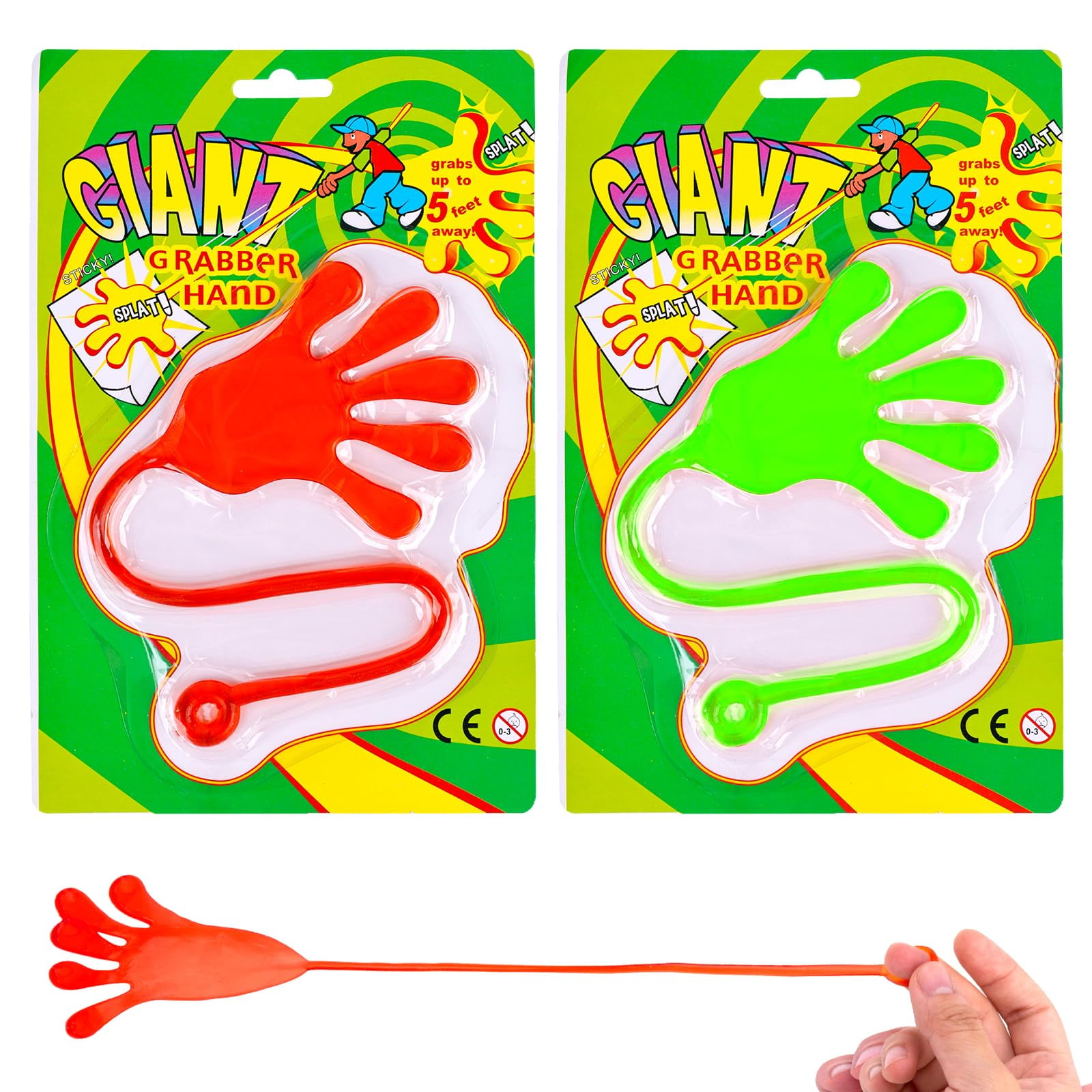 Shindel 2PCS Jumbo Sticky Hands Party Favors,Large Sticky Stretchy ...
