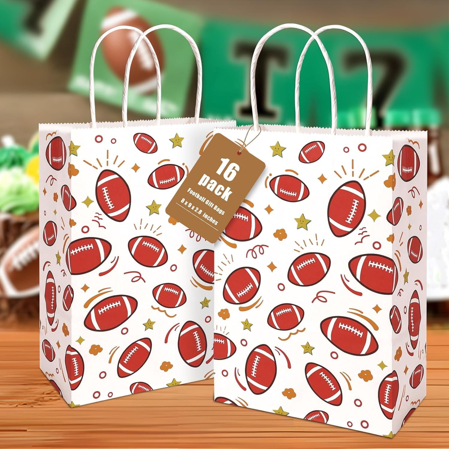 Shindel Paper Gift Bags, SSF20 Football Goodie Bags with Handles, 5.5 x ...