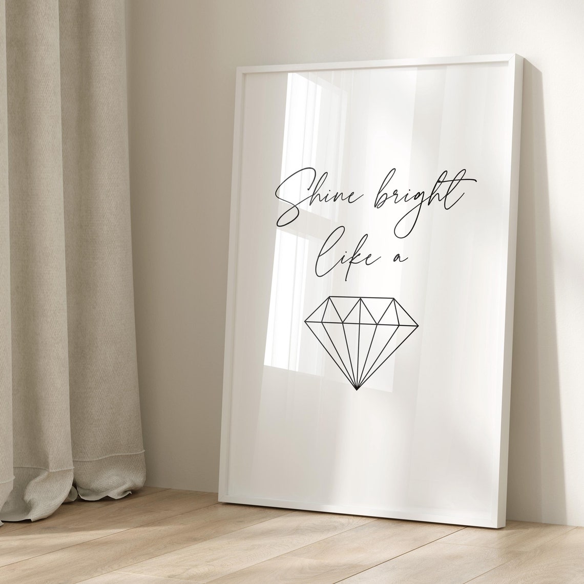 Shine Bright Like A Diamond Print Wall Art - Quote Wall Art - Large ...