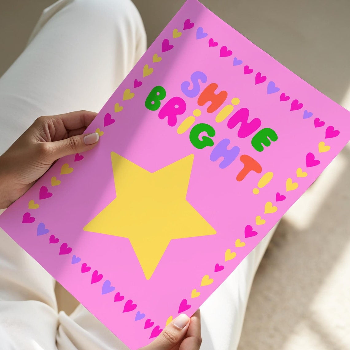 Shine Bright Print, Positive Thinking , Self Love Poster, Colourful ...