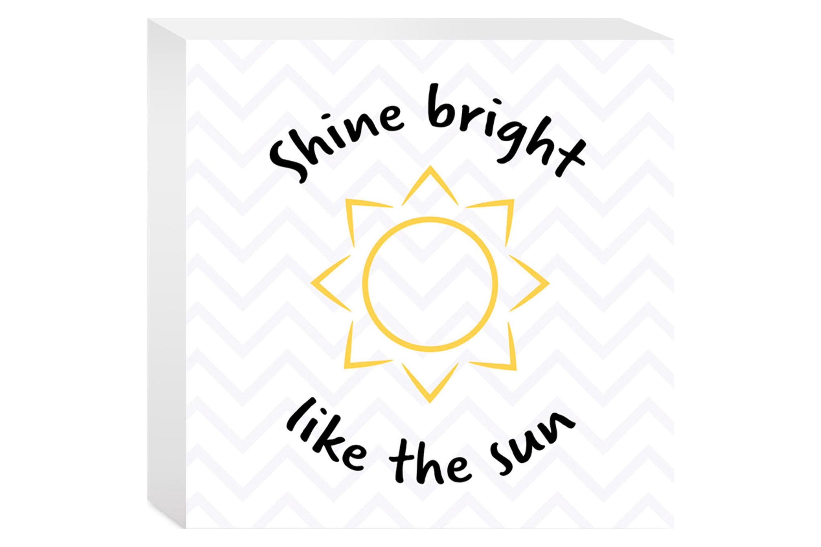 Shine Bright Sun Yellow Sun Chevron 5 x 5 Wood Tabletop Sign Plaque ...