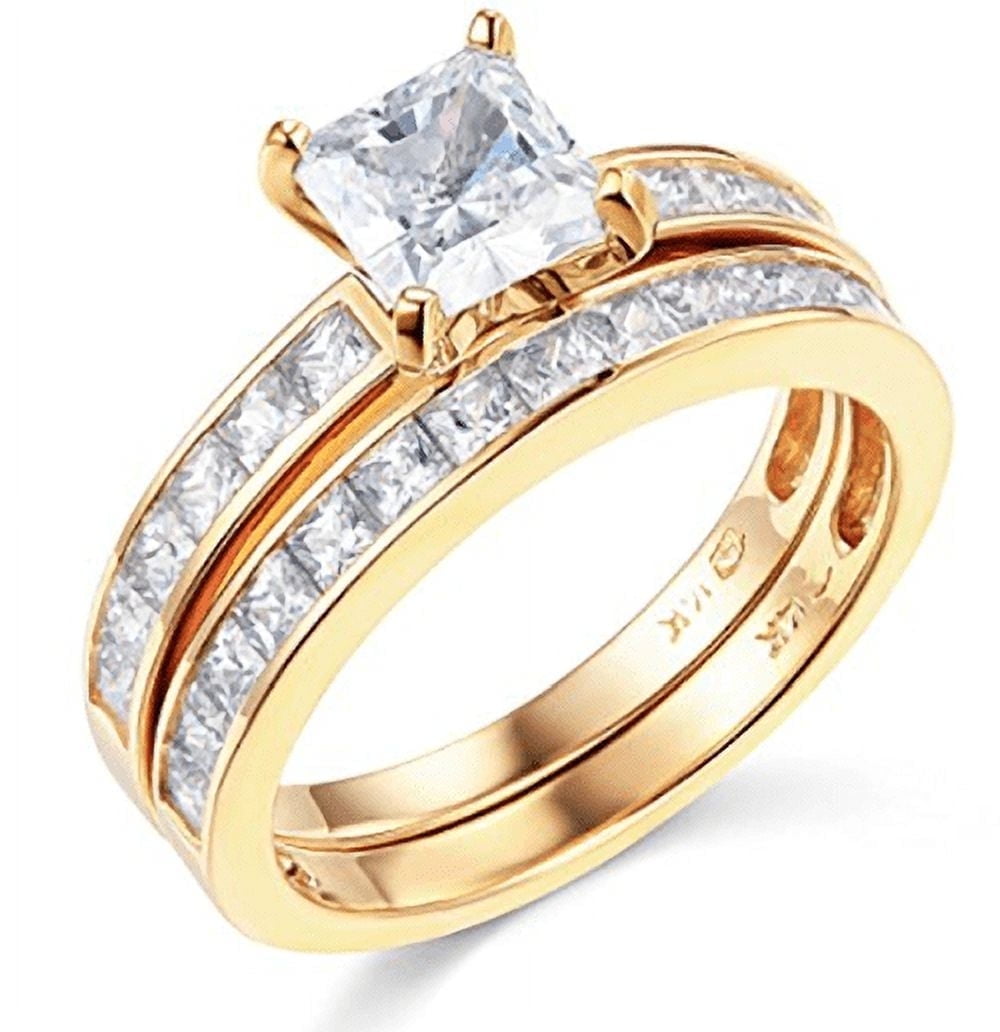 Shine Brite with A Diamond 2.90 Ct Princess Engagement Wedding Ring Set ...