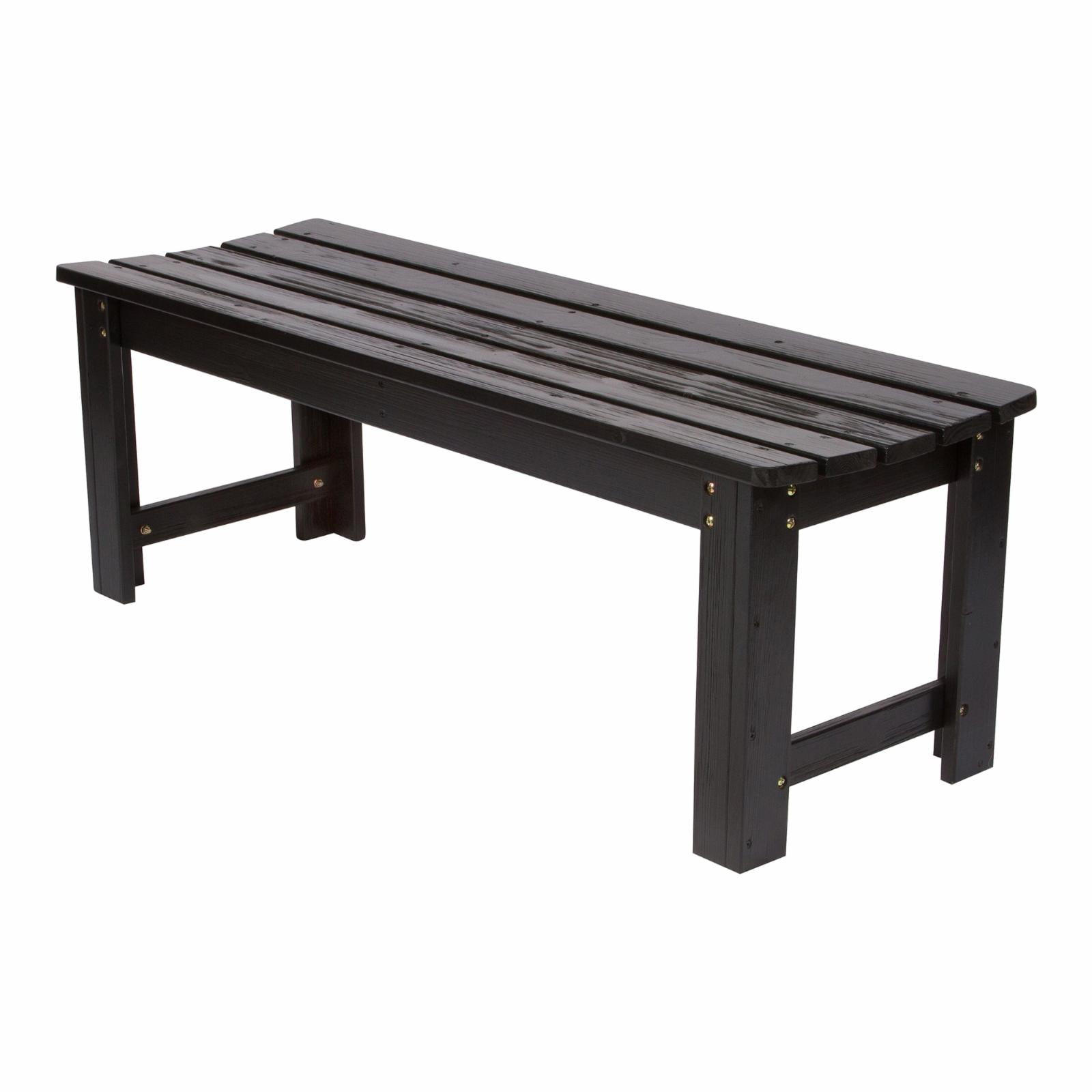 Shine Company 48" Cedar Wood Backless Patio Porch Garden Bench in Black ...
