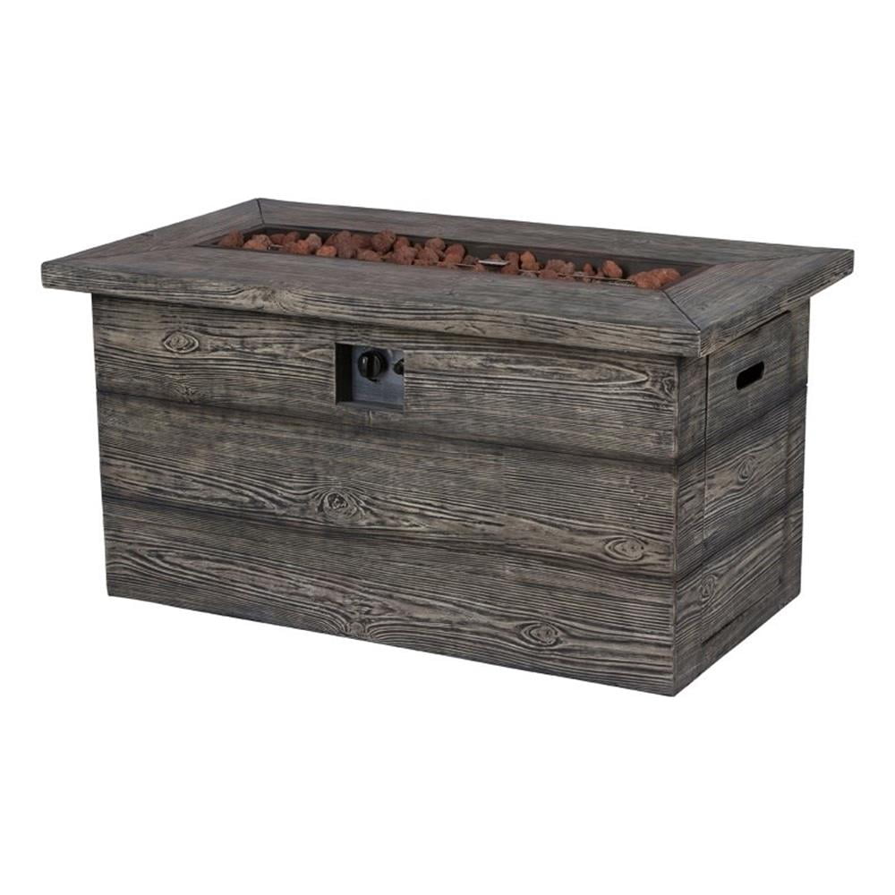 Shine Company 48" Rectangular Propane Gas Fire Pit Table with Lava ...
