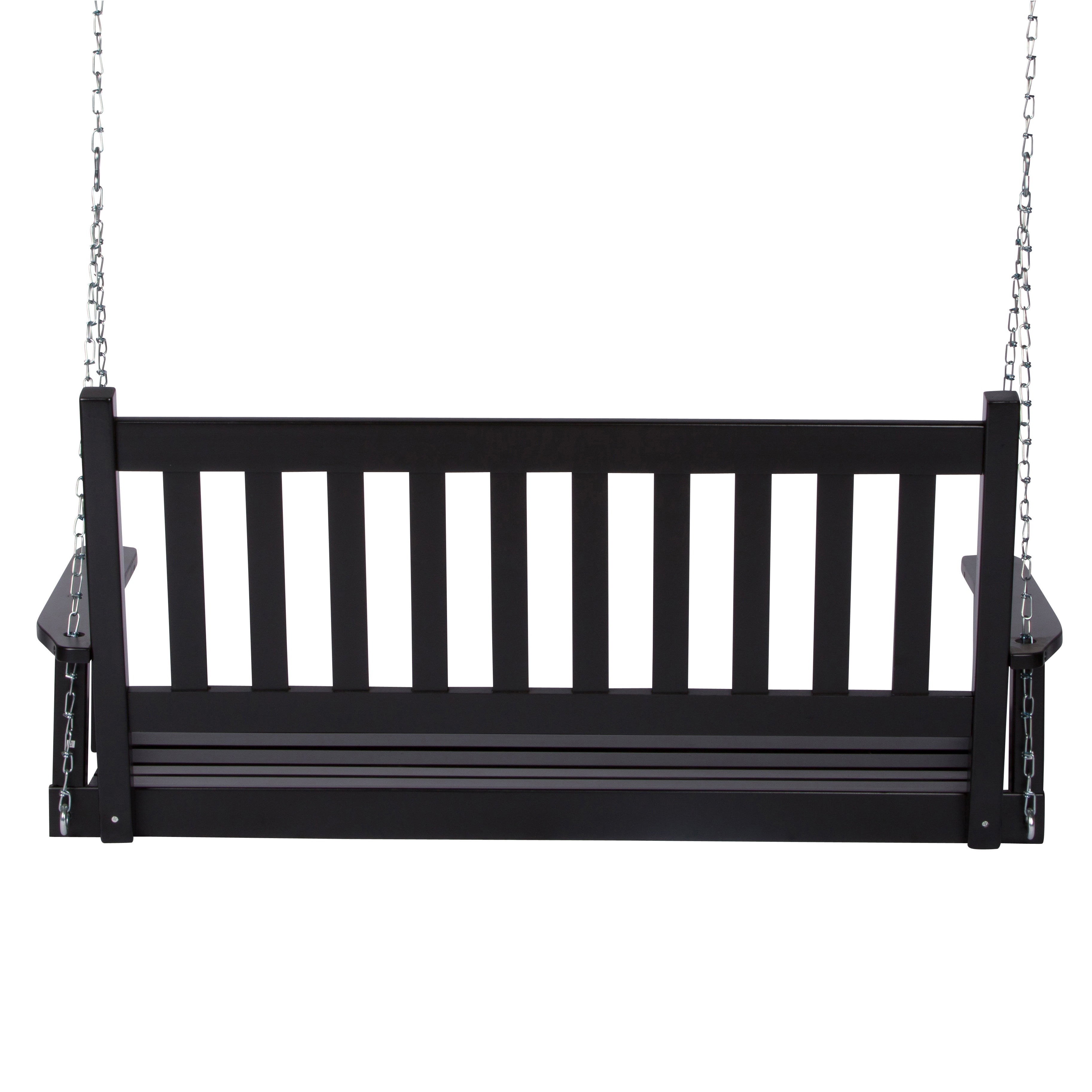 Shine Company Hardwood Patio Porch Swing with Hanging Chains in Black ...