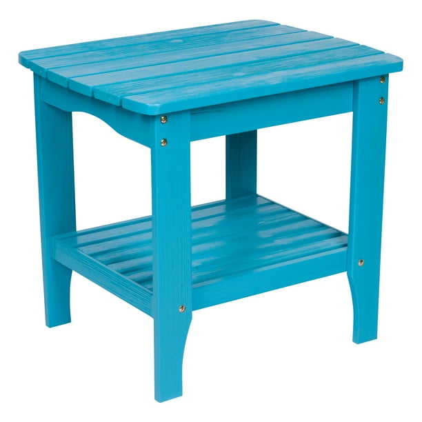 Shine Company Rectangular Traditional Wood Indoor/Outdoor Side Table in Blue - Walmart Business ...
