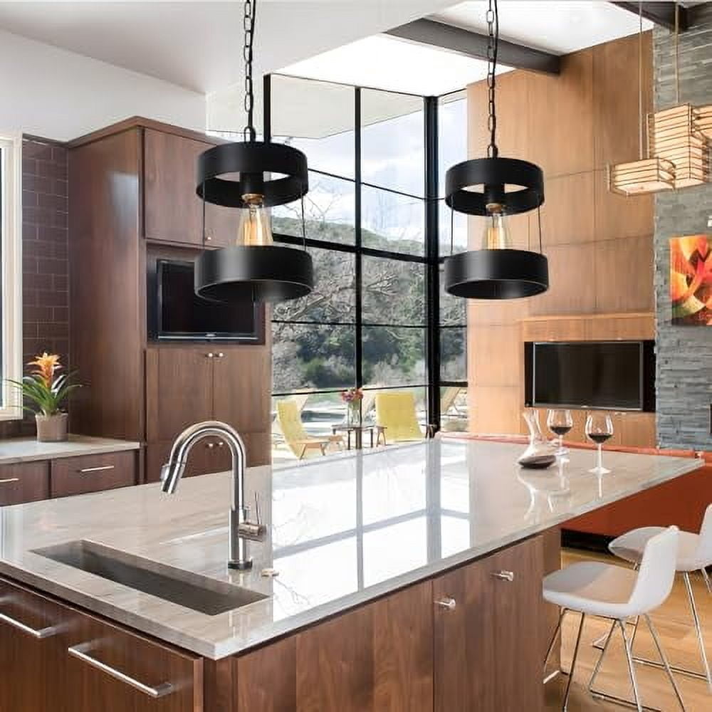 Shine Decor 1-Light Black Pendant Light, 71.26" Height Adjustable ...