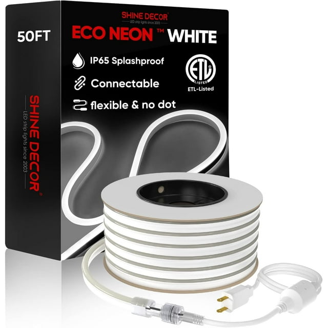 Shine Decor 50FT LED Neon Rope Lights Outdoor Waterproof, AC 110V 120V ...