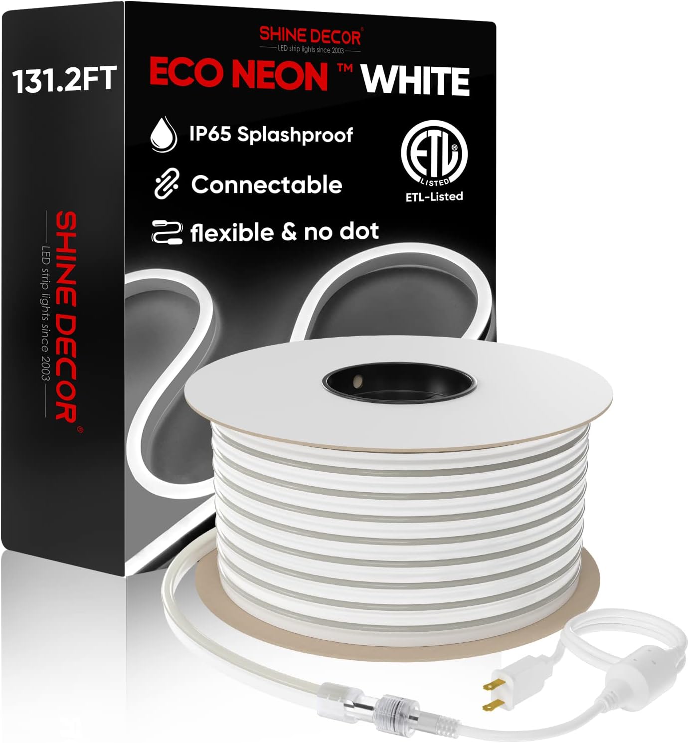 Shine Decor LED Neon Rope Lights Connectable, 132FT Flexible AC 110V ...