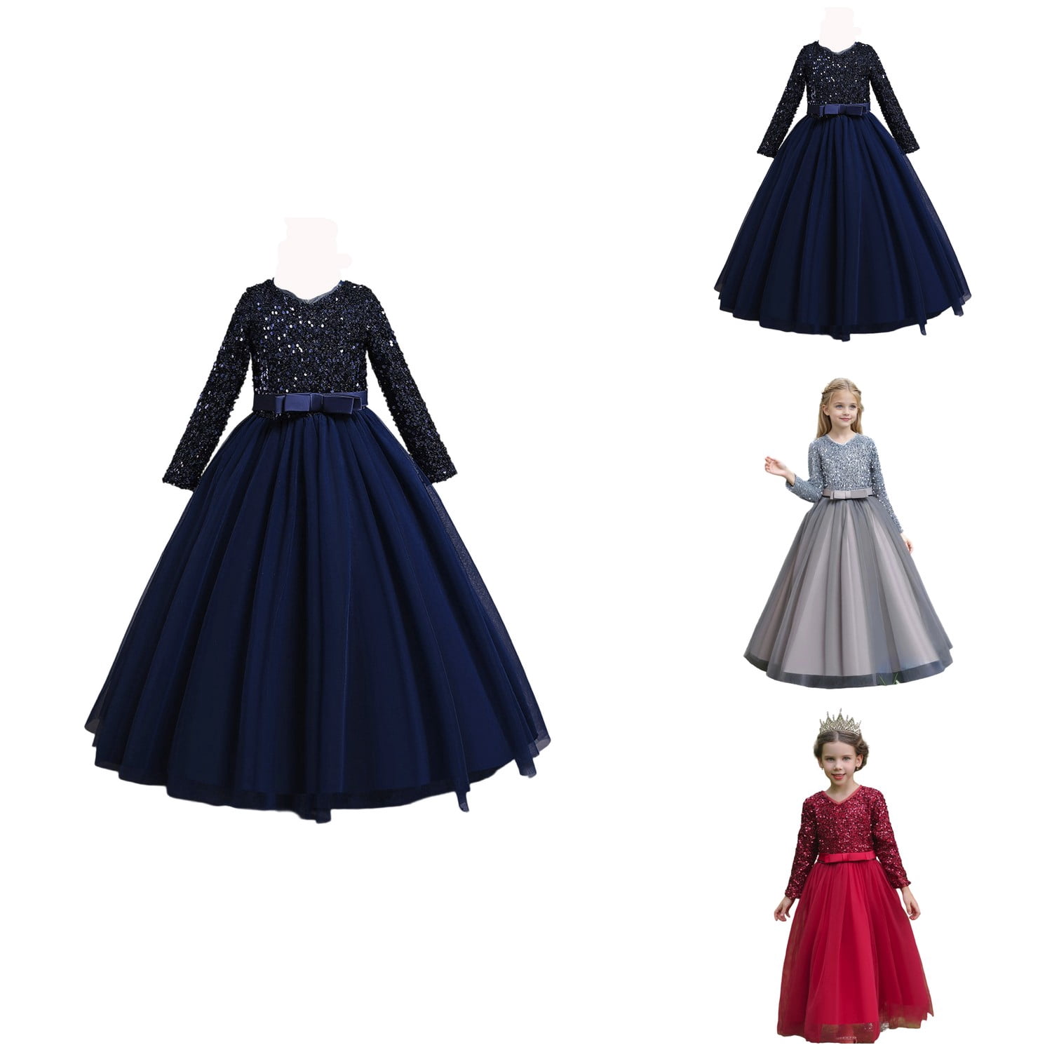 And Shine Long Formal Dress for Girls, Elegant Ball Gown with Sequin ...