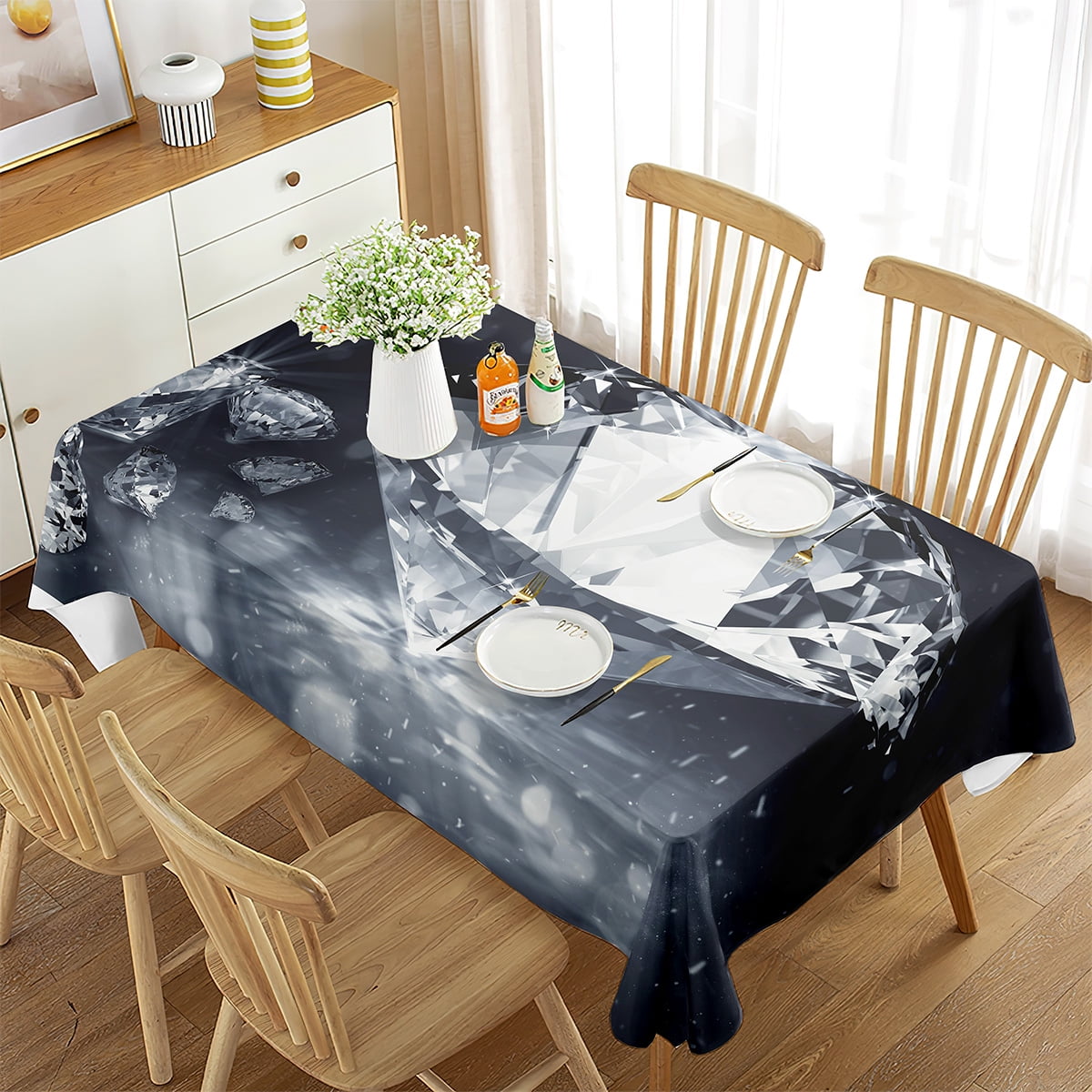 Shine Tablecloth Transparent Rectangle Table Cover for Living Room Dining Room Coffee Table ...