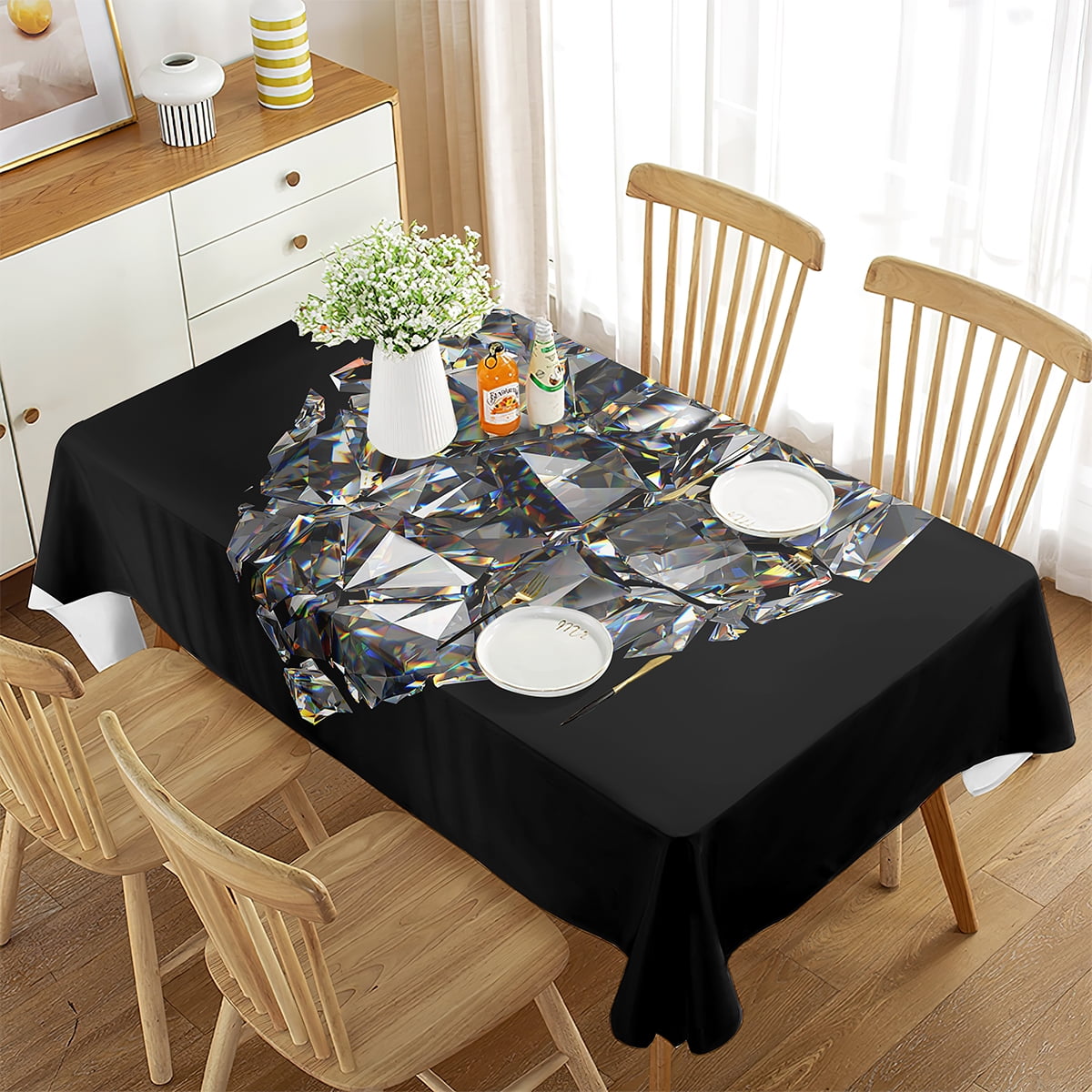 Shine Tablecloth Transparent Rectangle Table Cover for Living Room ...
