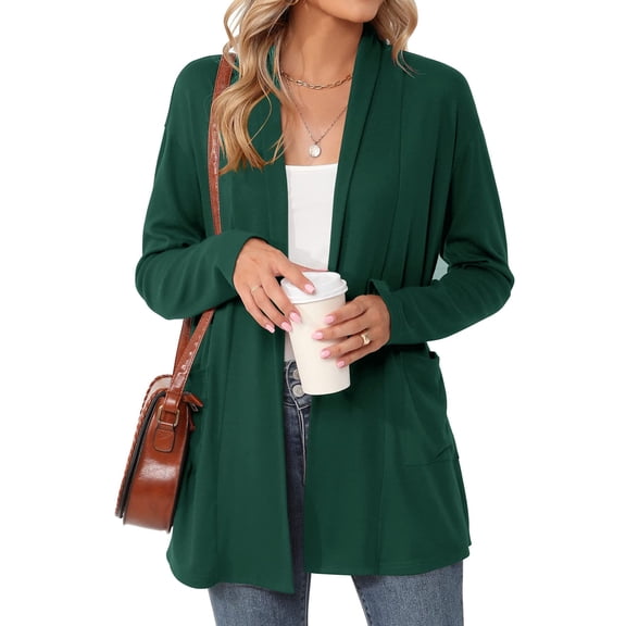 Open Front Knit Cardigan Open Front Cardigan with Pockets Casual Long ...