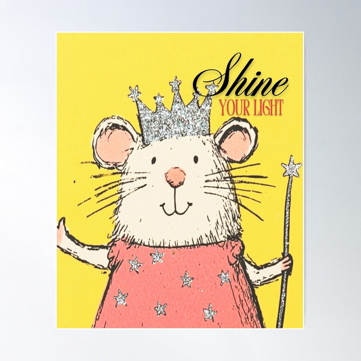 Shine Your Light - Whimsical Mouse Illustration Poster Wall Art, Modern ...