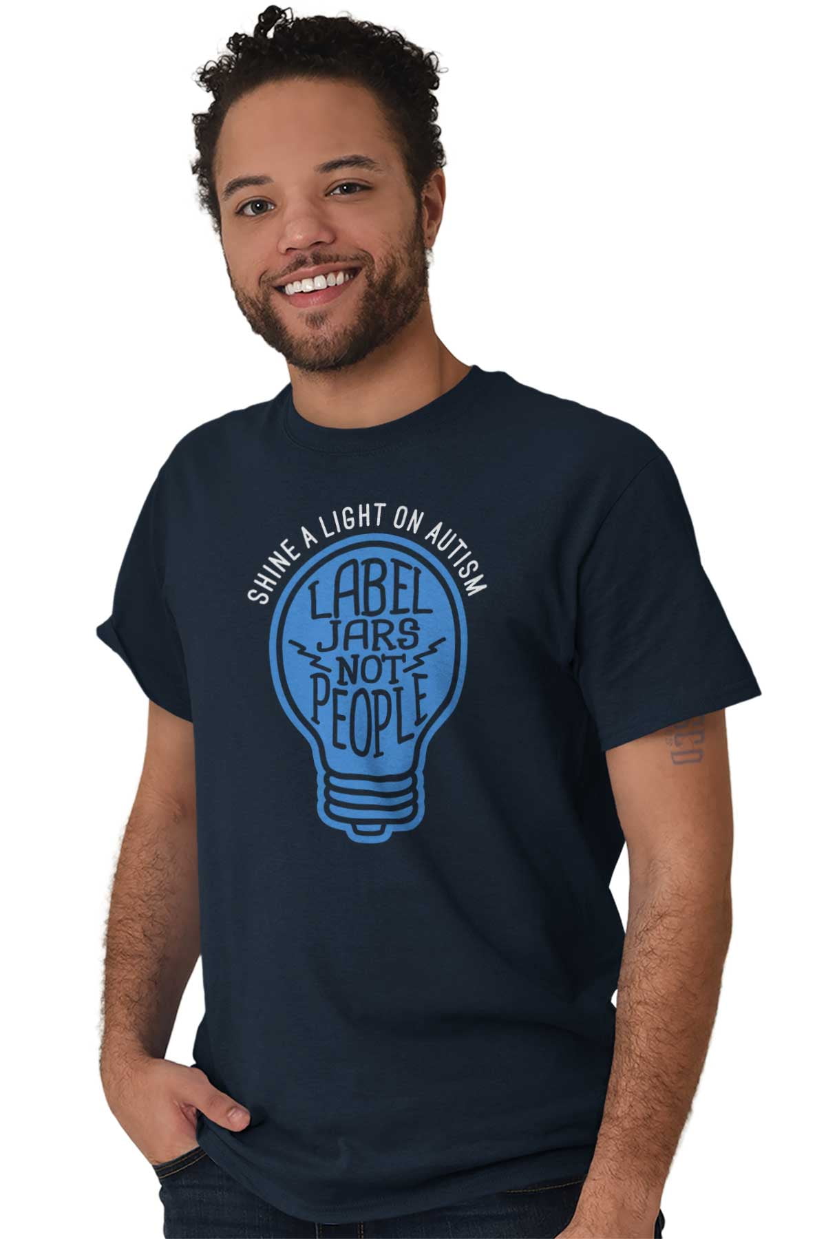 Shine a Light on Autism Bulb Symbol Men's Graphic T Shirt Tees Brisco ...