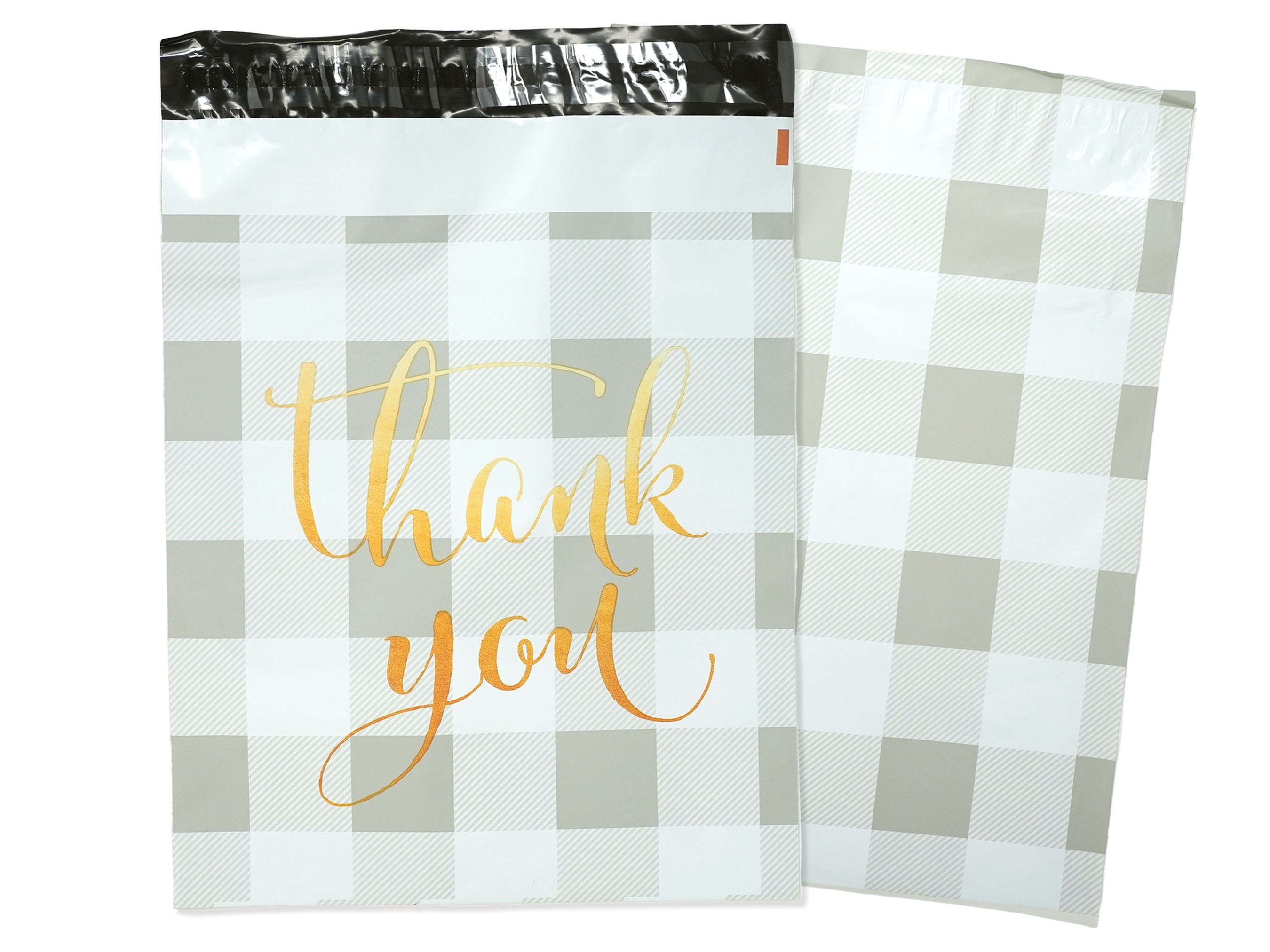 Shine like Gold! 10x13 Grey & White Plaid Poly Mailers , Secure Chic ...