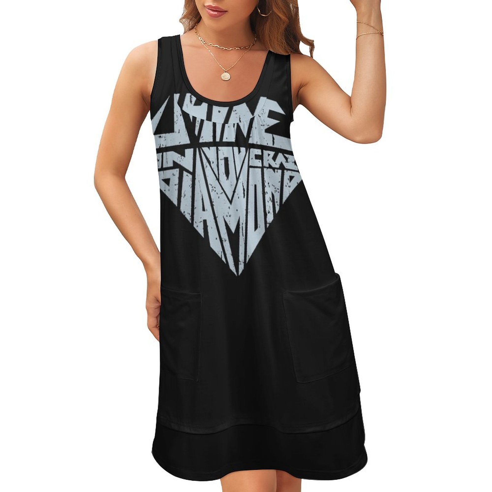 Shine on you crazy diamond Sleeveless U-Neck Fake Two Piece Dress ...