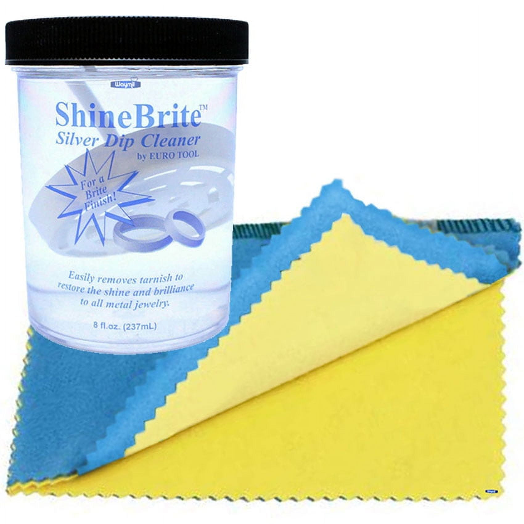 ShineBrite Silver Dip Cleaner 8 Oz and Polishing Cloth Jewelry ...