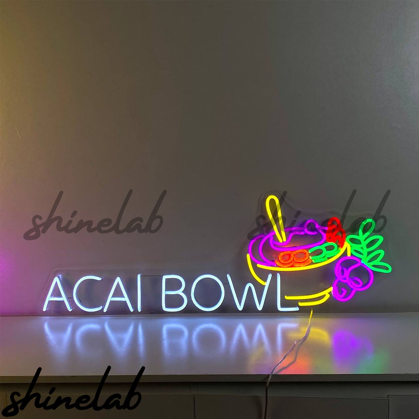 Shinelab Acai Bowl Neon Sign, Smoothie Bowl Led Light, Dessert Shop ...