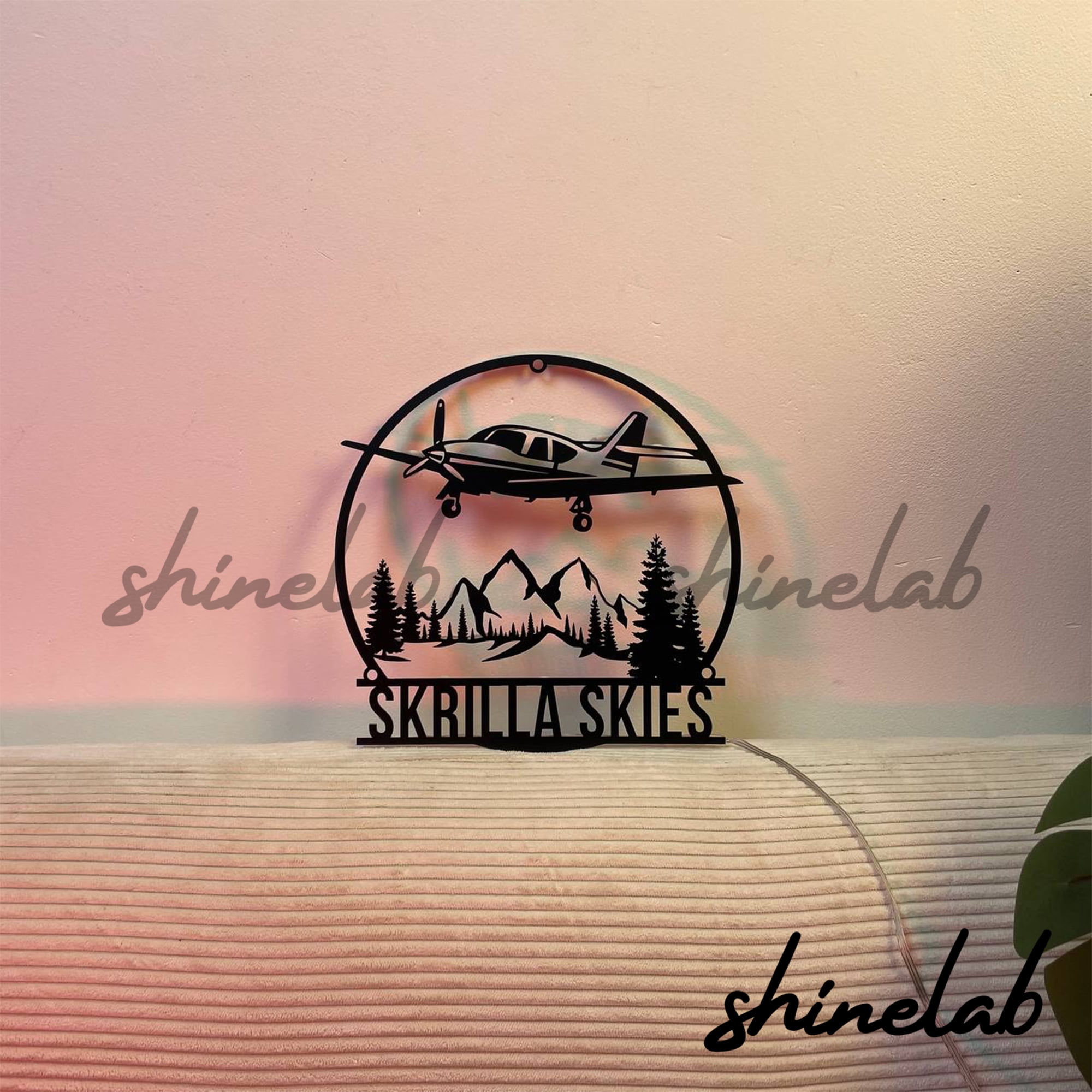 Shinelab Airplane Metal Sign LED Wall Art, Custom Wall Decor, Plane on ...