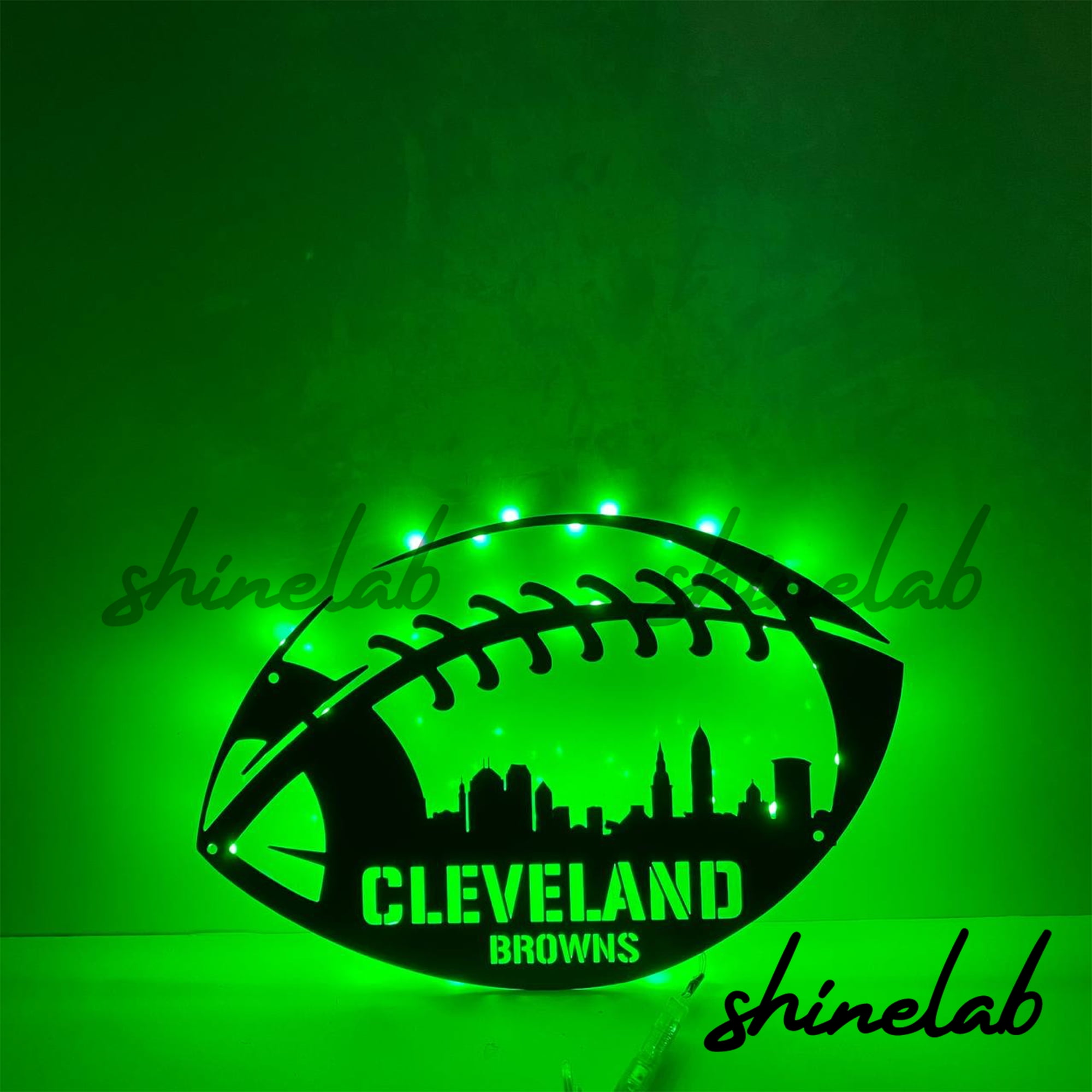 Shinelab American Football Metal Sign LED Wall Art, Custom Cleveland ...