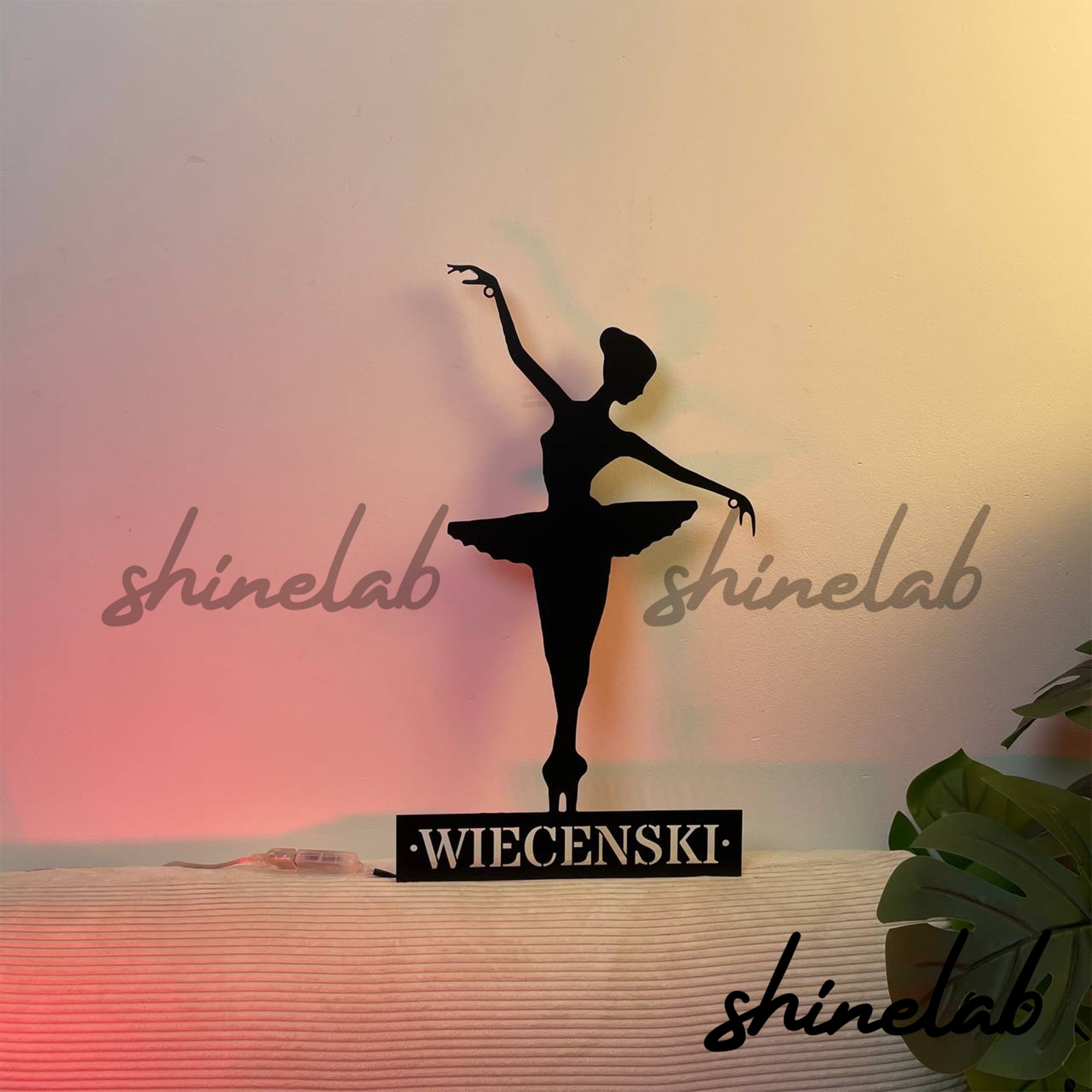 Shinelab Ballerina Dance LED Wall Art, Custom Name Ballet Dancer Metal ...