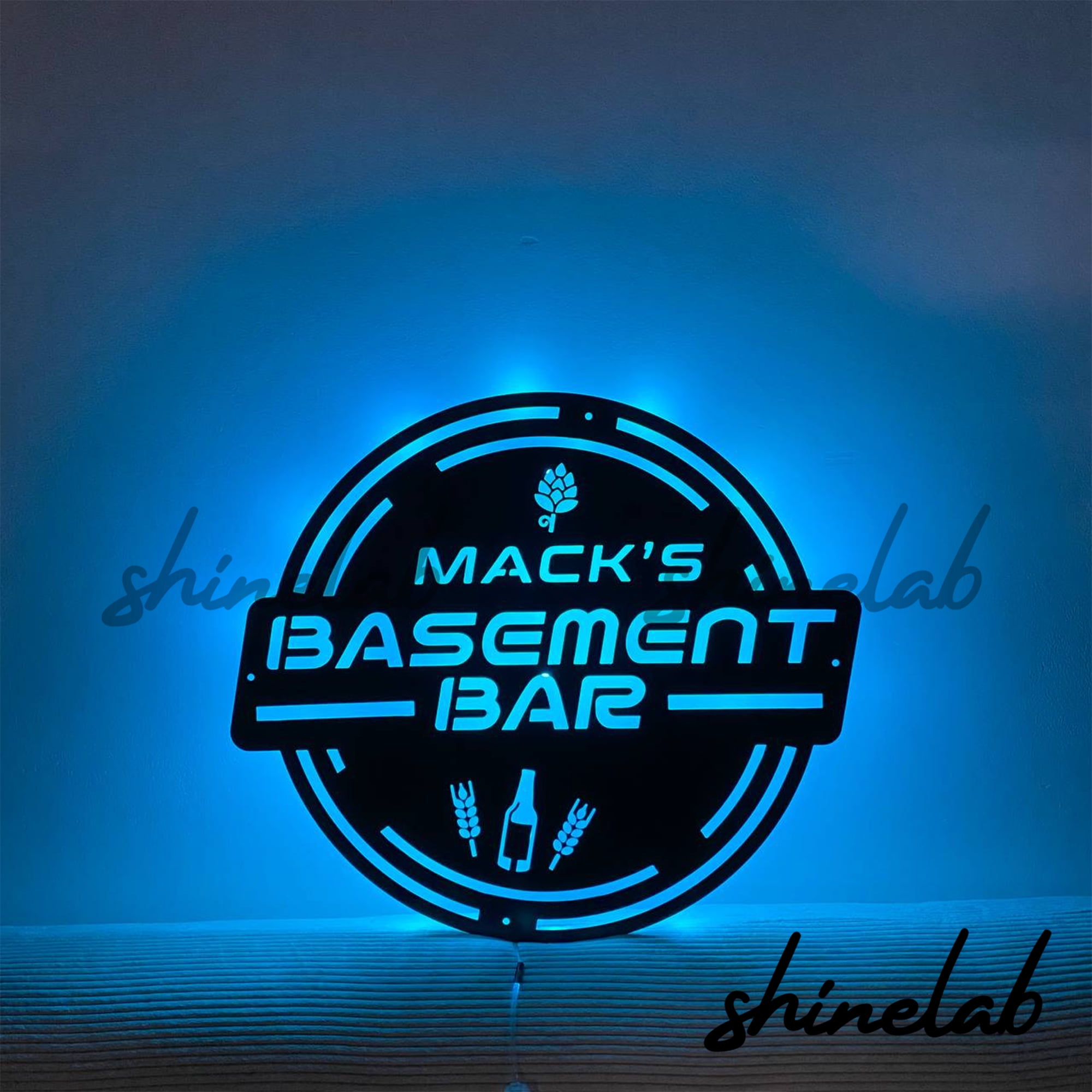 Shinelab Basement LED Wall Art, Custom Personalized Basement Metal Sign ...