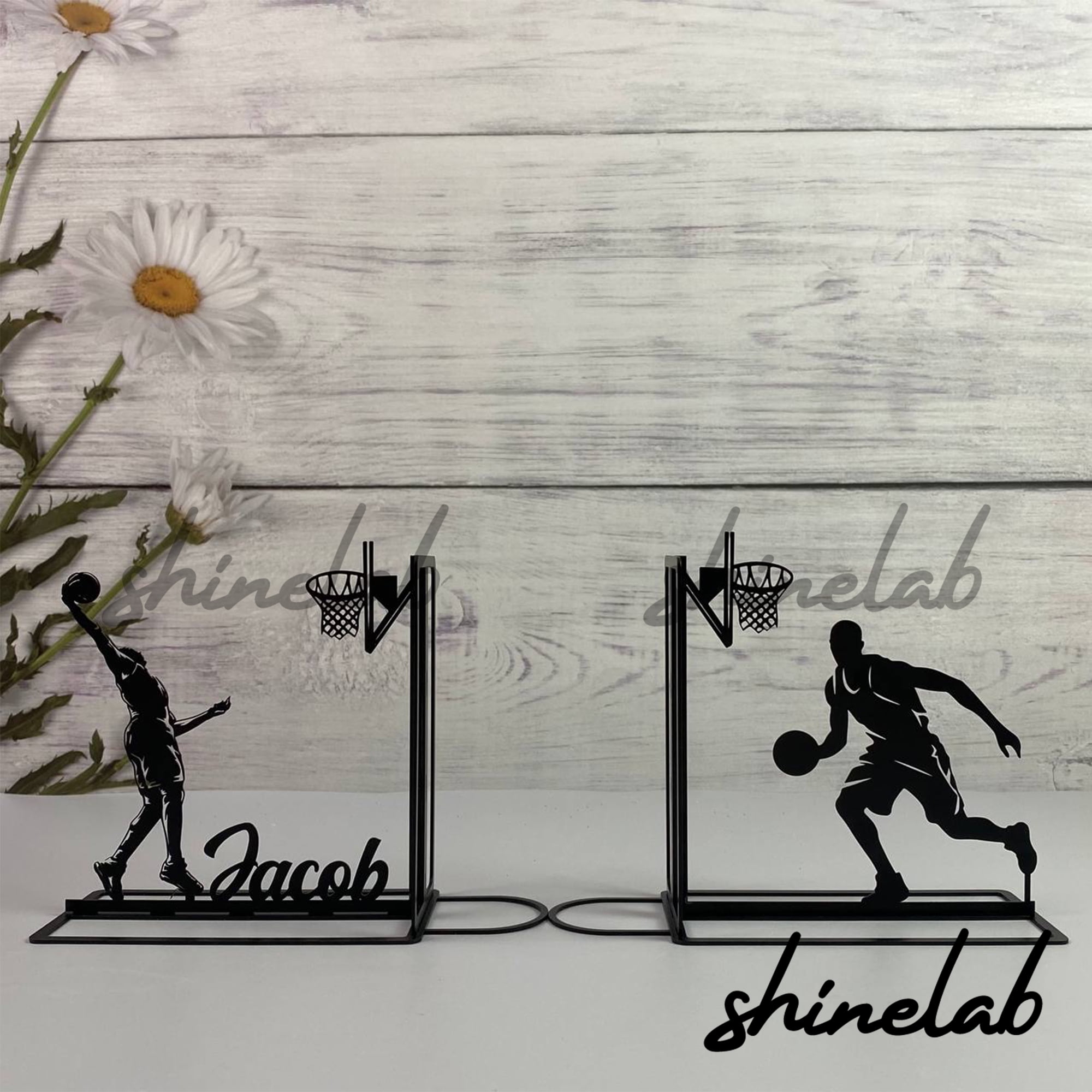 Shinelab Basketball Metal Bookends Basketball Player Name Bookend ...