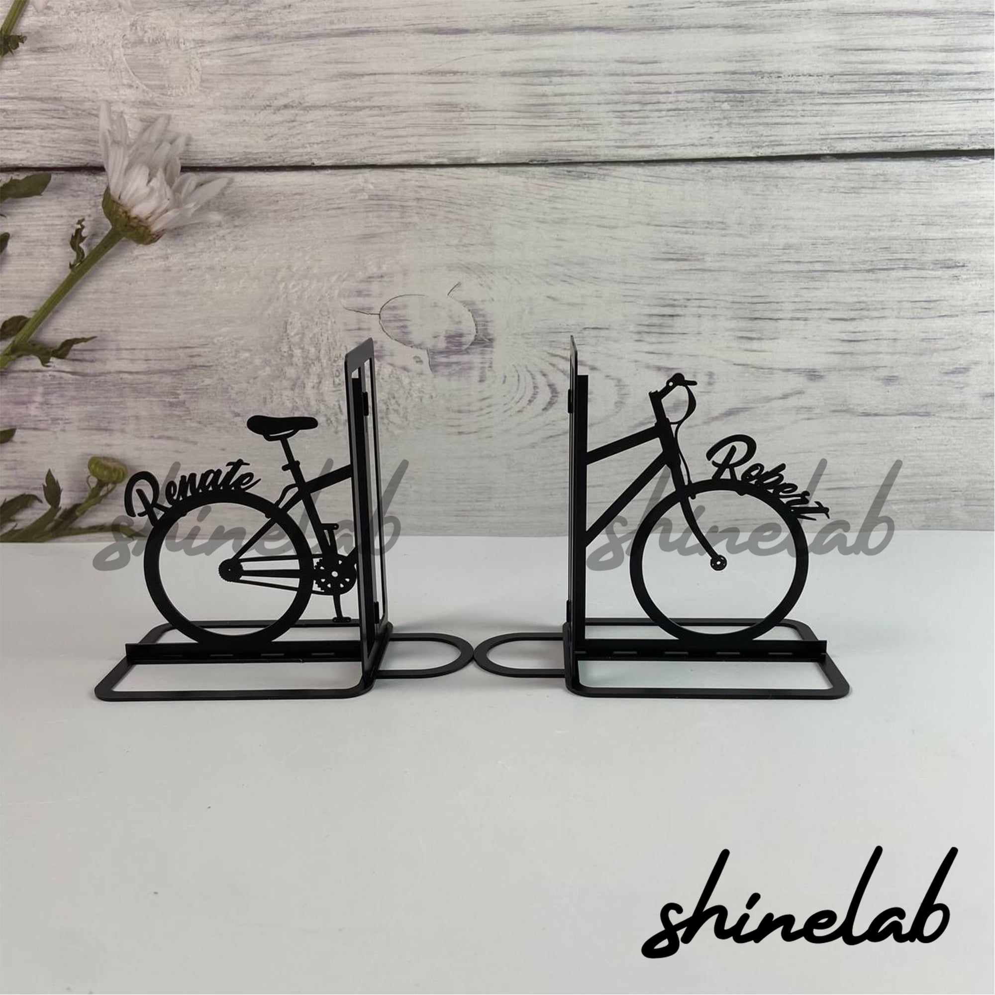 Shinelab Bicycle Metal Bookends Bicycle Name Bookend, Table Bookshelf ...