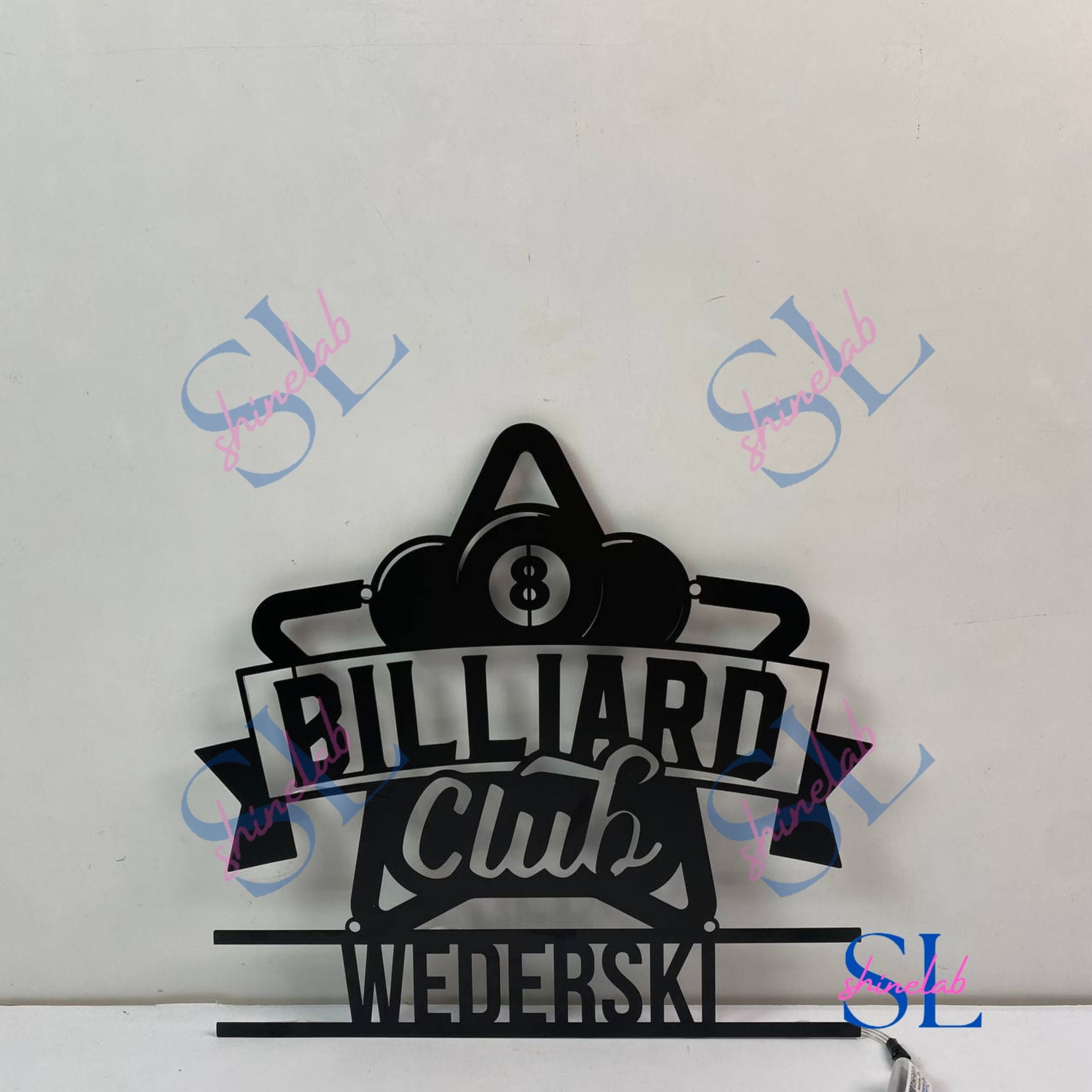 Shinelab Billiard Club Metal Wall Art LED Light, Billiards Metal Sign ...