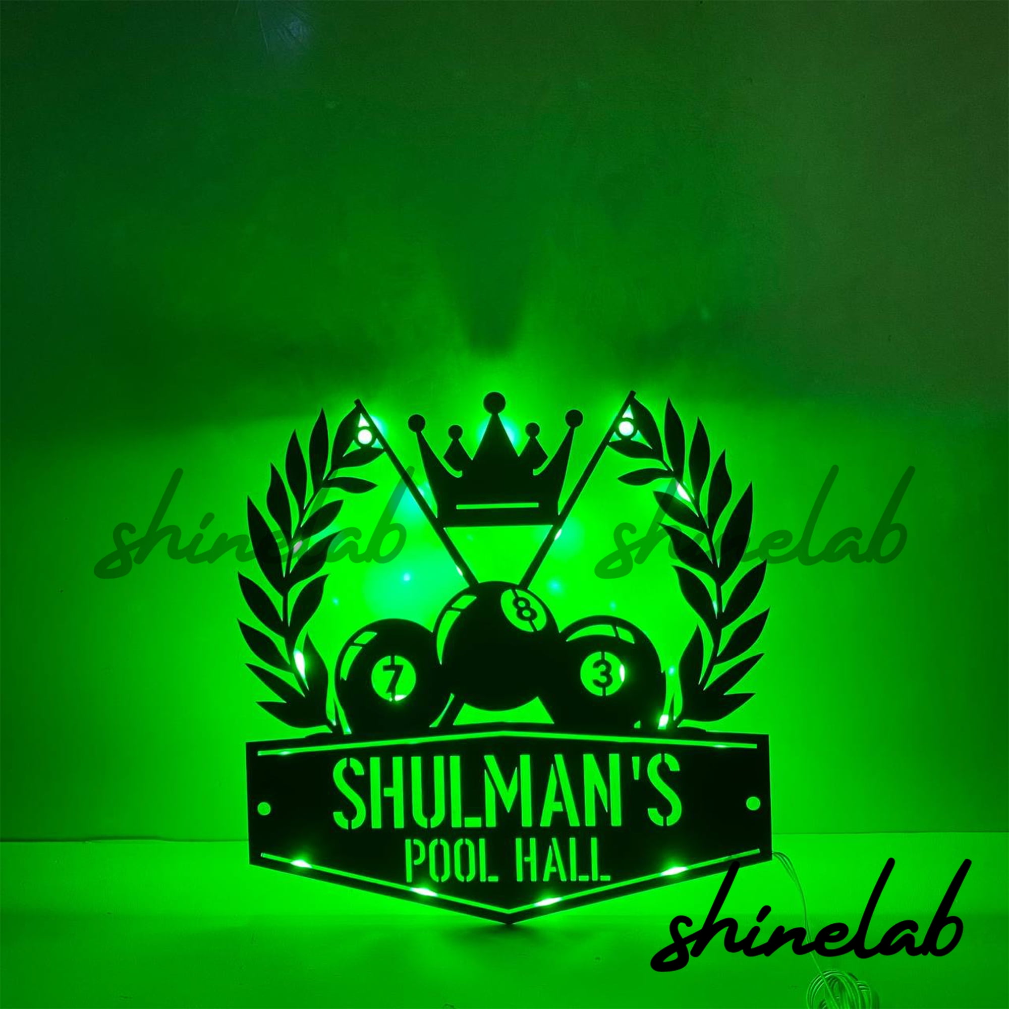 Shinelab Billiards Metal Sign LED Wall Art, Custom Billiards Gift Decor ...